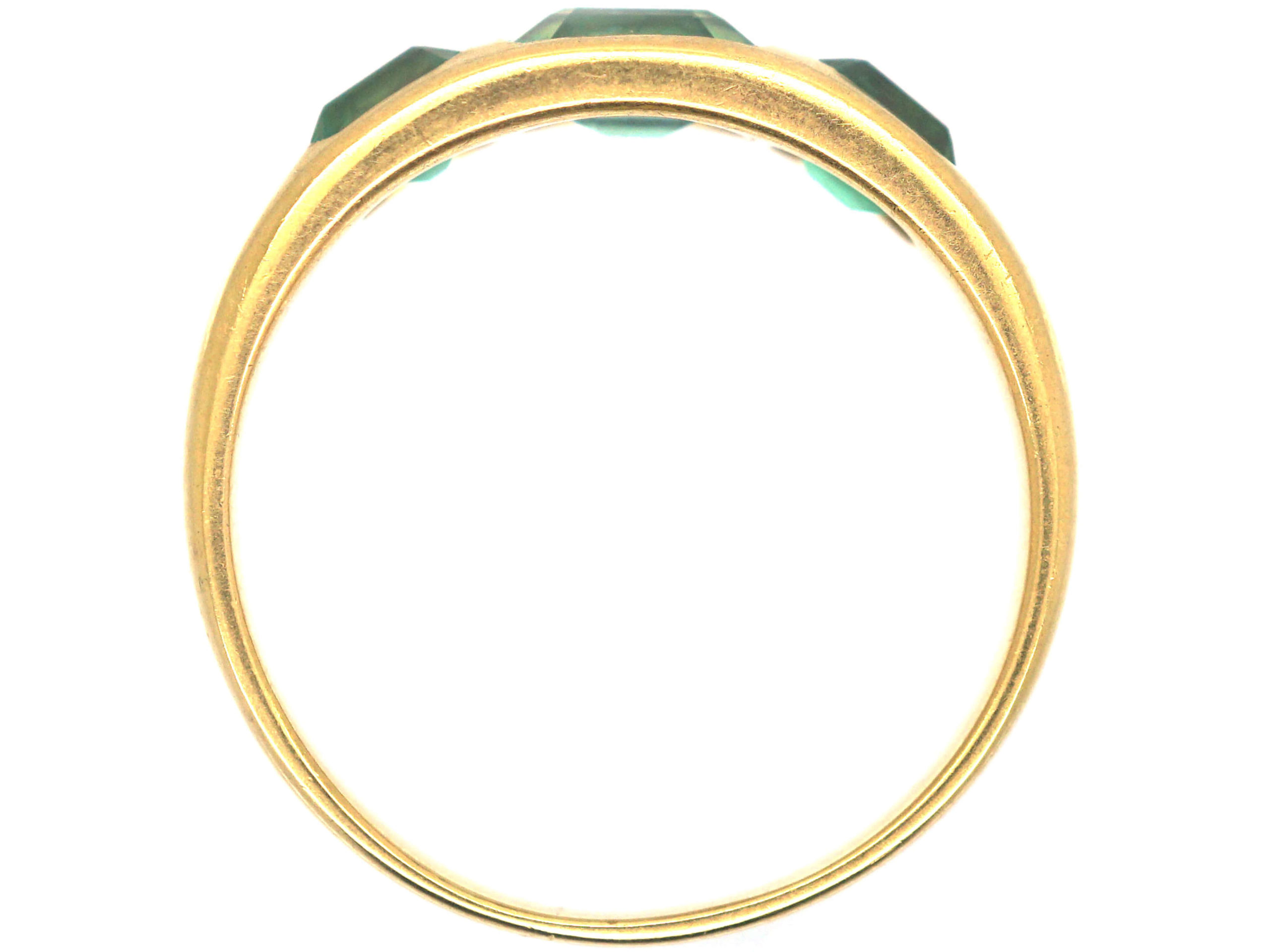 Victorian 18ct Gold, Three Stone Emerald Rub Over Set Ring (726P) | The ...