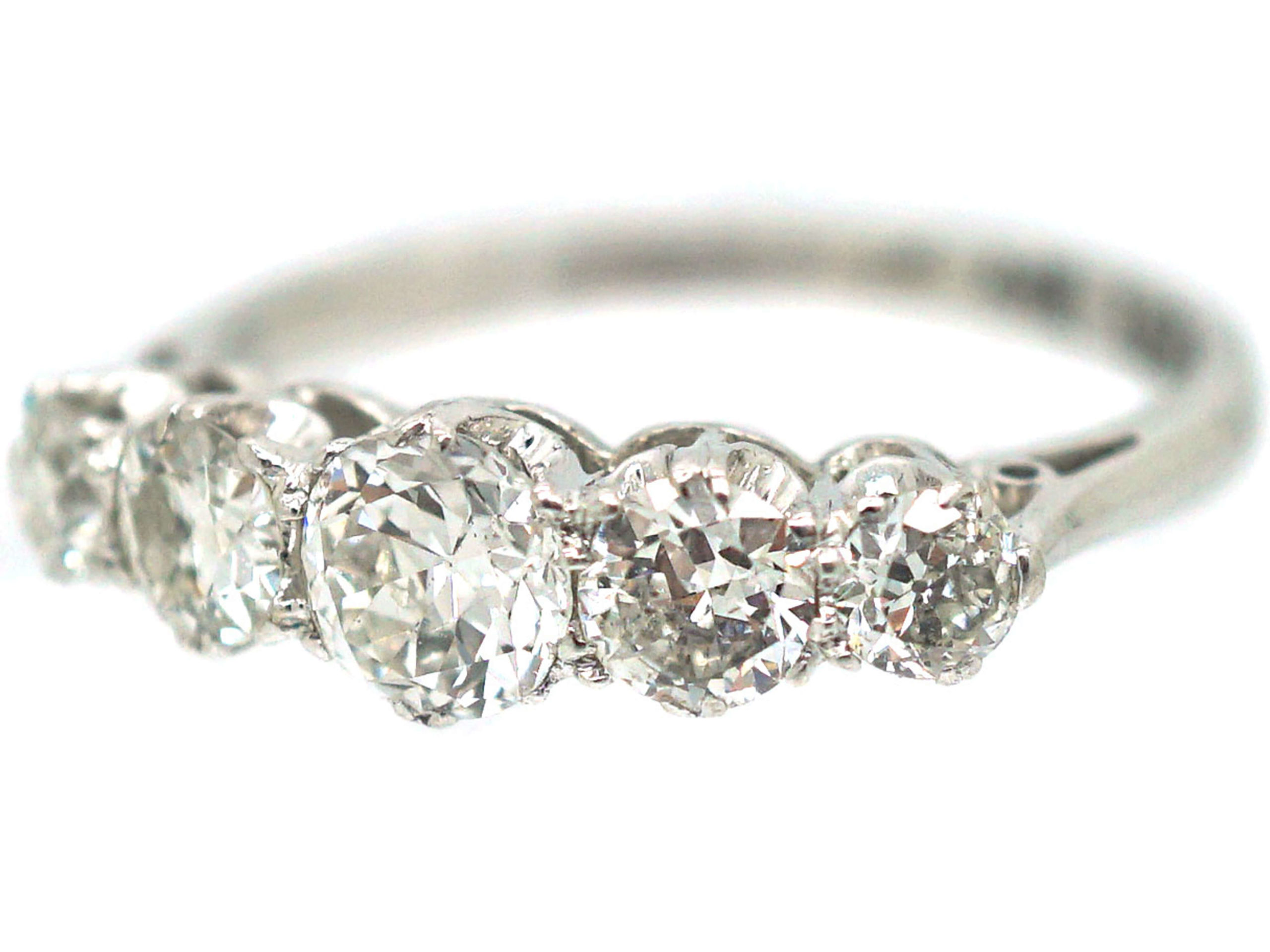 18ct White Gold & Diamond Five Stone Ring (695P) | The Antique ...