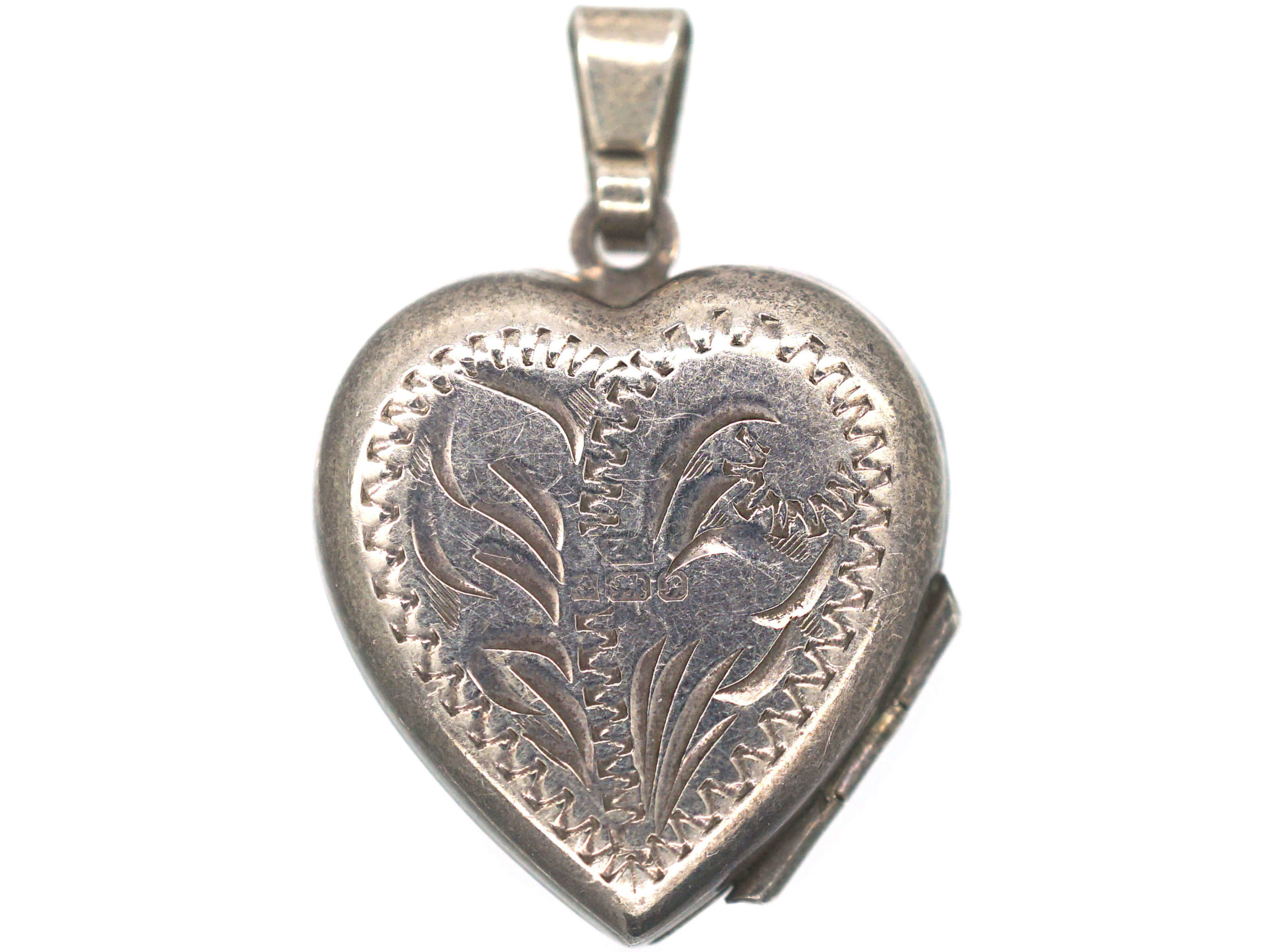 Silver Heart Double Sided Engraved Locket (829P) | The Antique ...