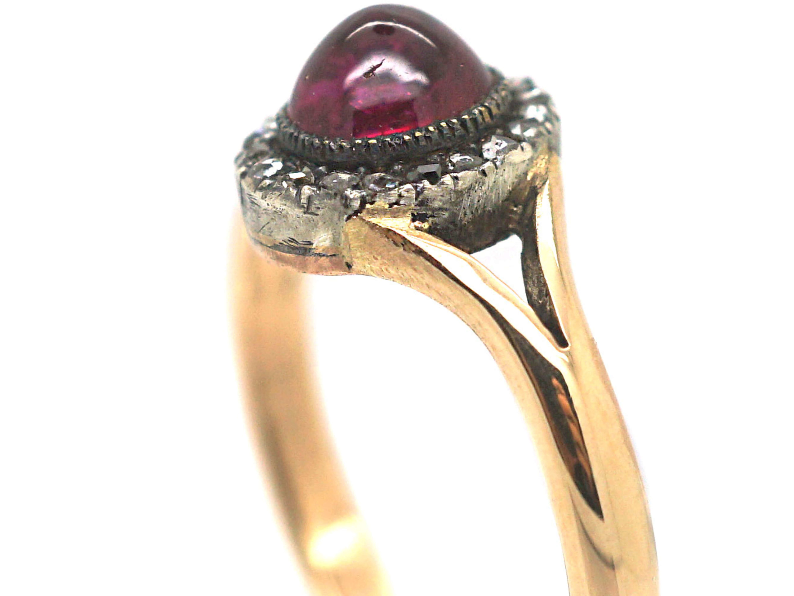 Edwardian 18ct Gold, Ruby & Rose Diamond Cluster Ring (742P) | The ...