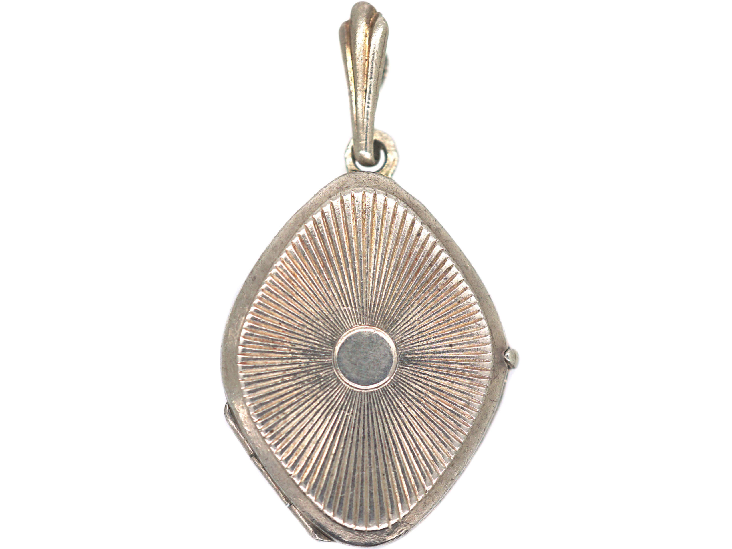 Silver Diamond Shaped Locket (860P) | The Antique Jewellery Company