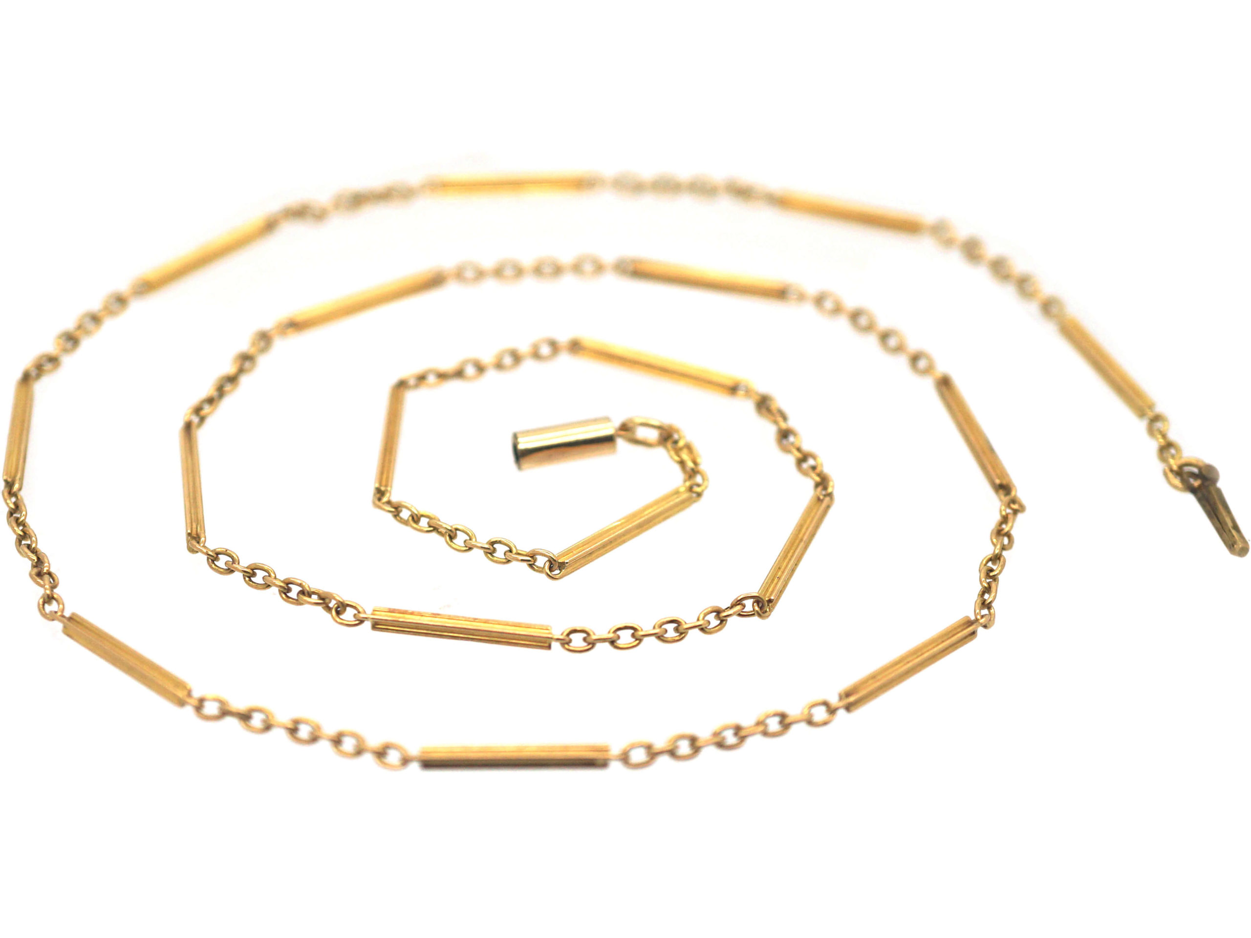 Edwardian 15ct Gold Baton & Trace Link Chain (723P) | The Antique ...