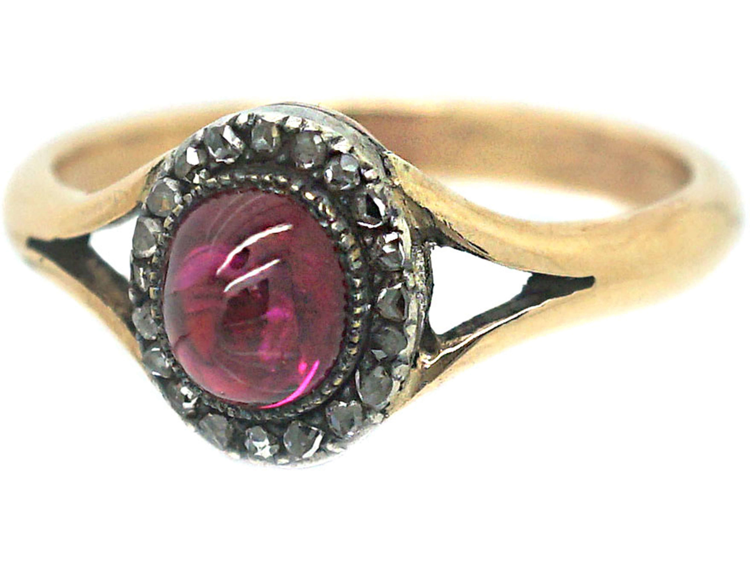 Edwardian 18ct Gold, Ruby & Rose Diamond Cluster Ring (742P) | The ...
