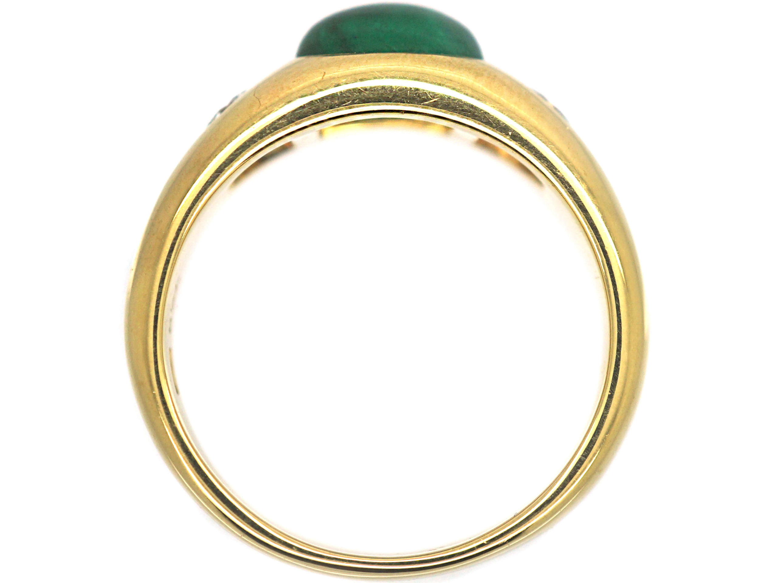 18ct Gold Cabochon Emerald & Diamond Rub Over Ring (839P) | The Antique ...