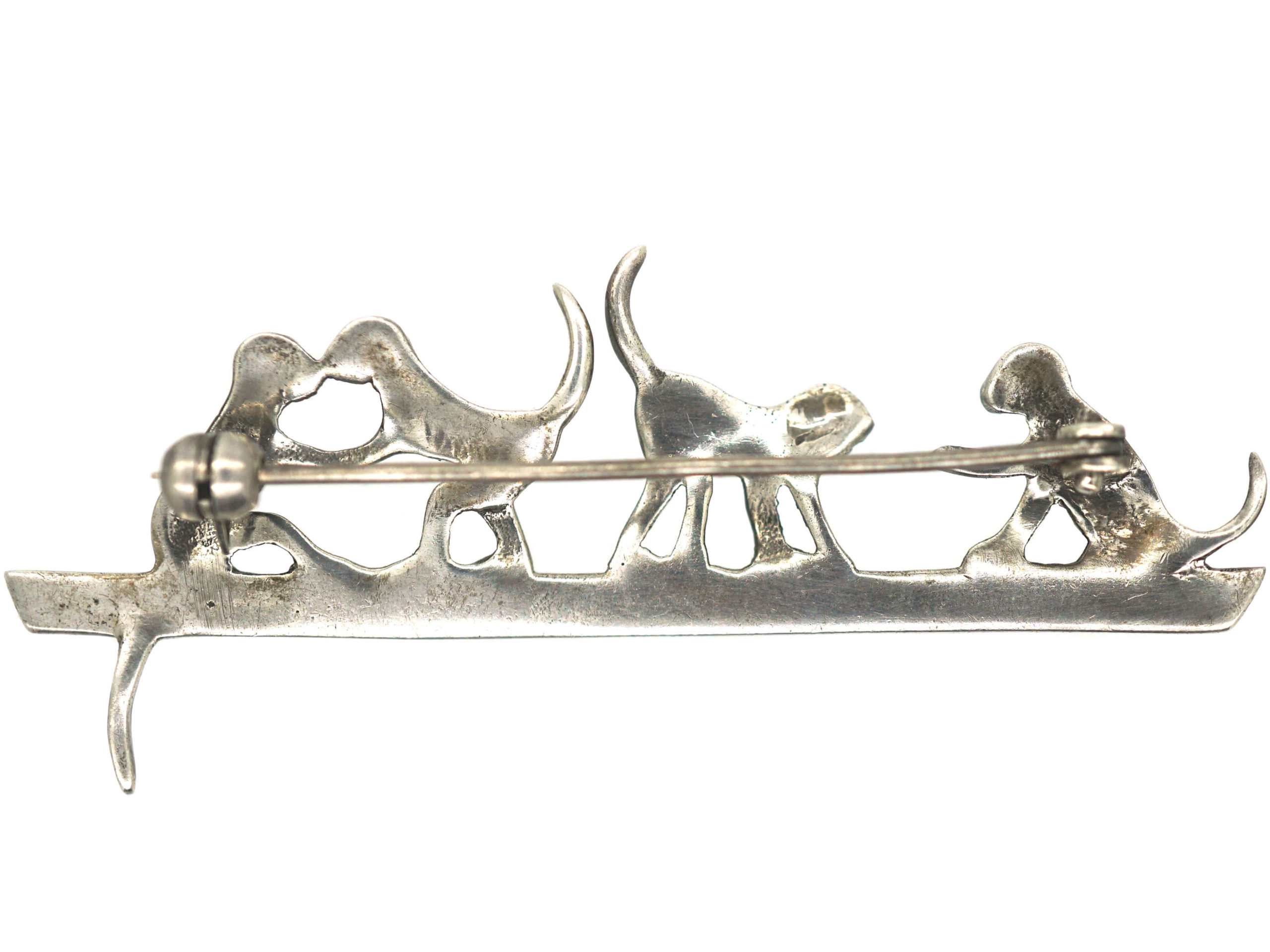 Art Deco Silver & Marcasite Playful Monkeys Brooch (903H) | The Antique ...