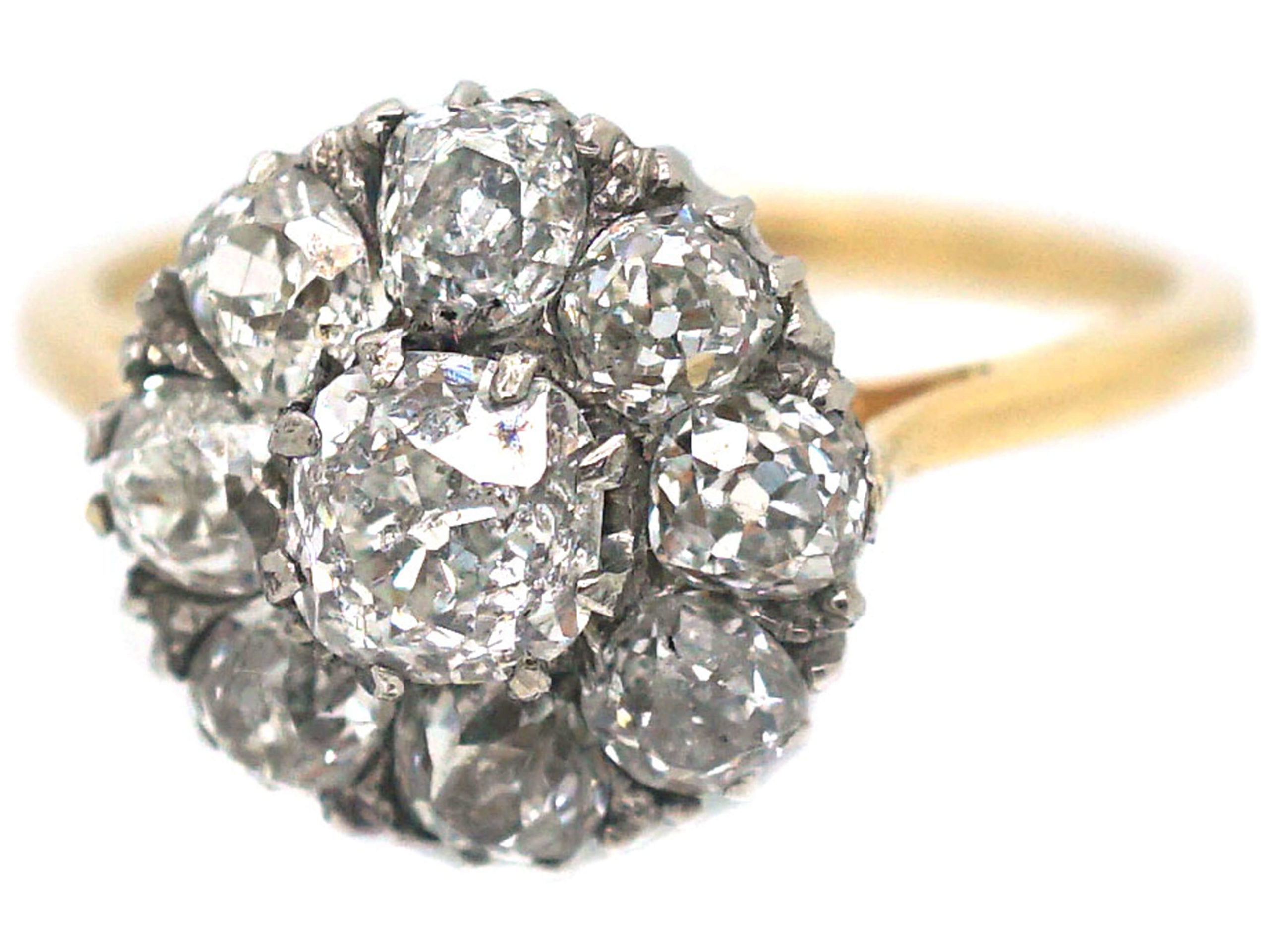 Edwardian 18ct Gold Diamond Cluster Ring 848p The Antique