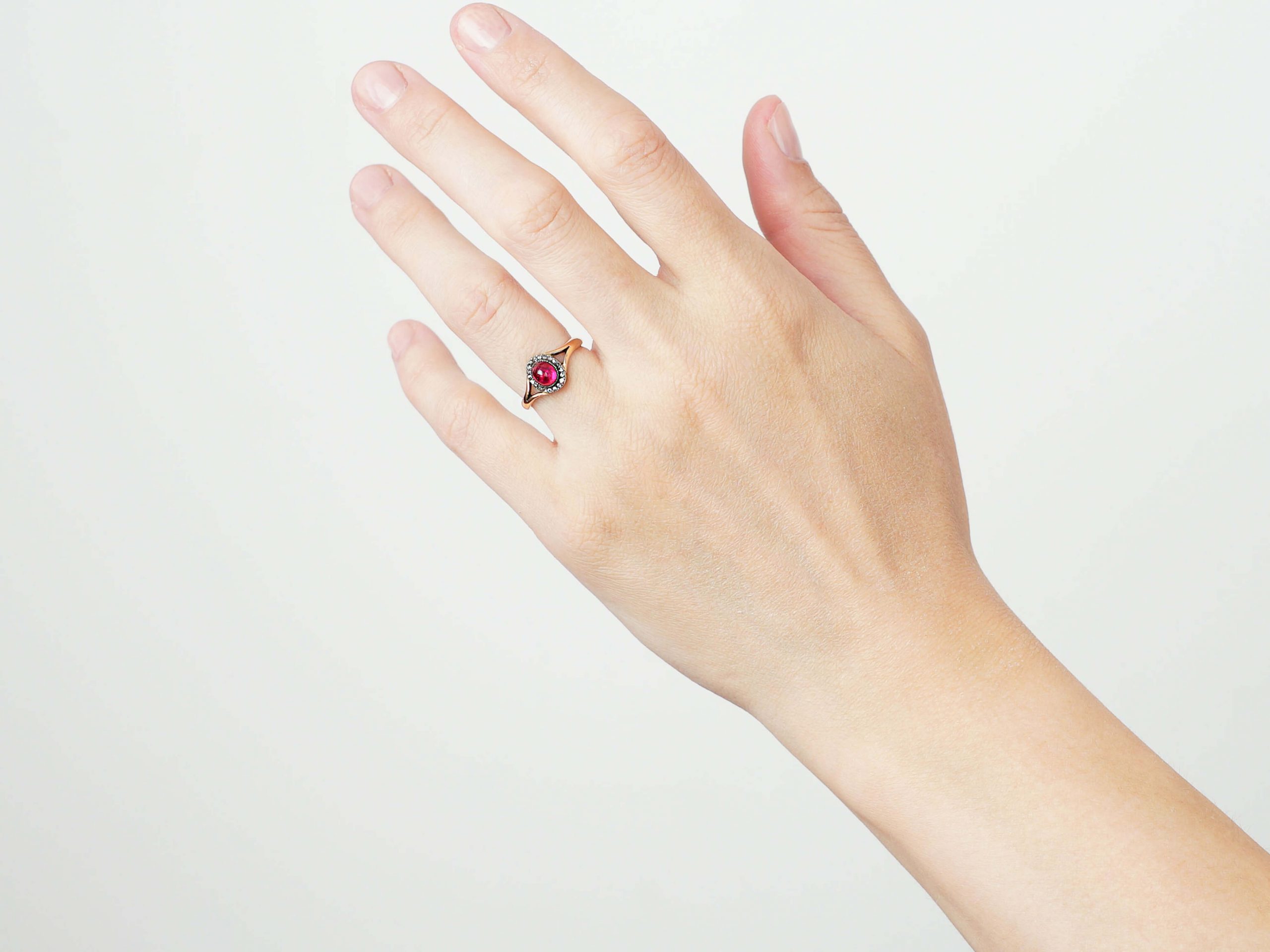 Edwardian 18ct Gold, Ruby & Rose Diamond Cluster Ring (742P) | The ...