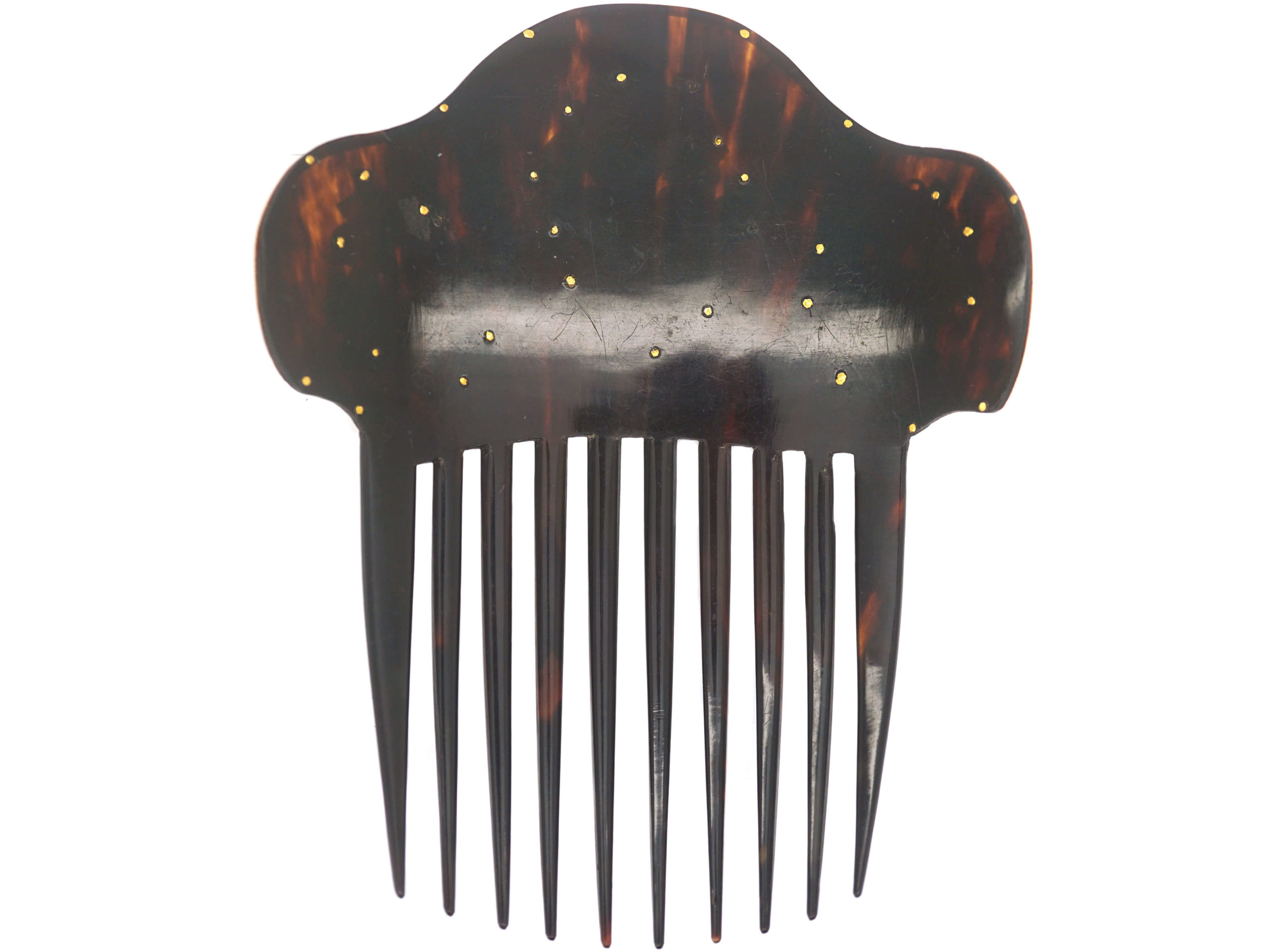 Large Victorian Tortoiseshell Hair Comb With Gold Cornucopias of Roses ...