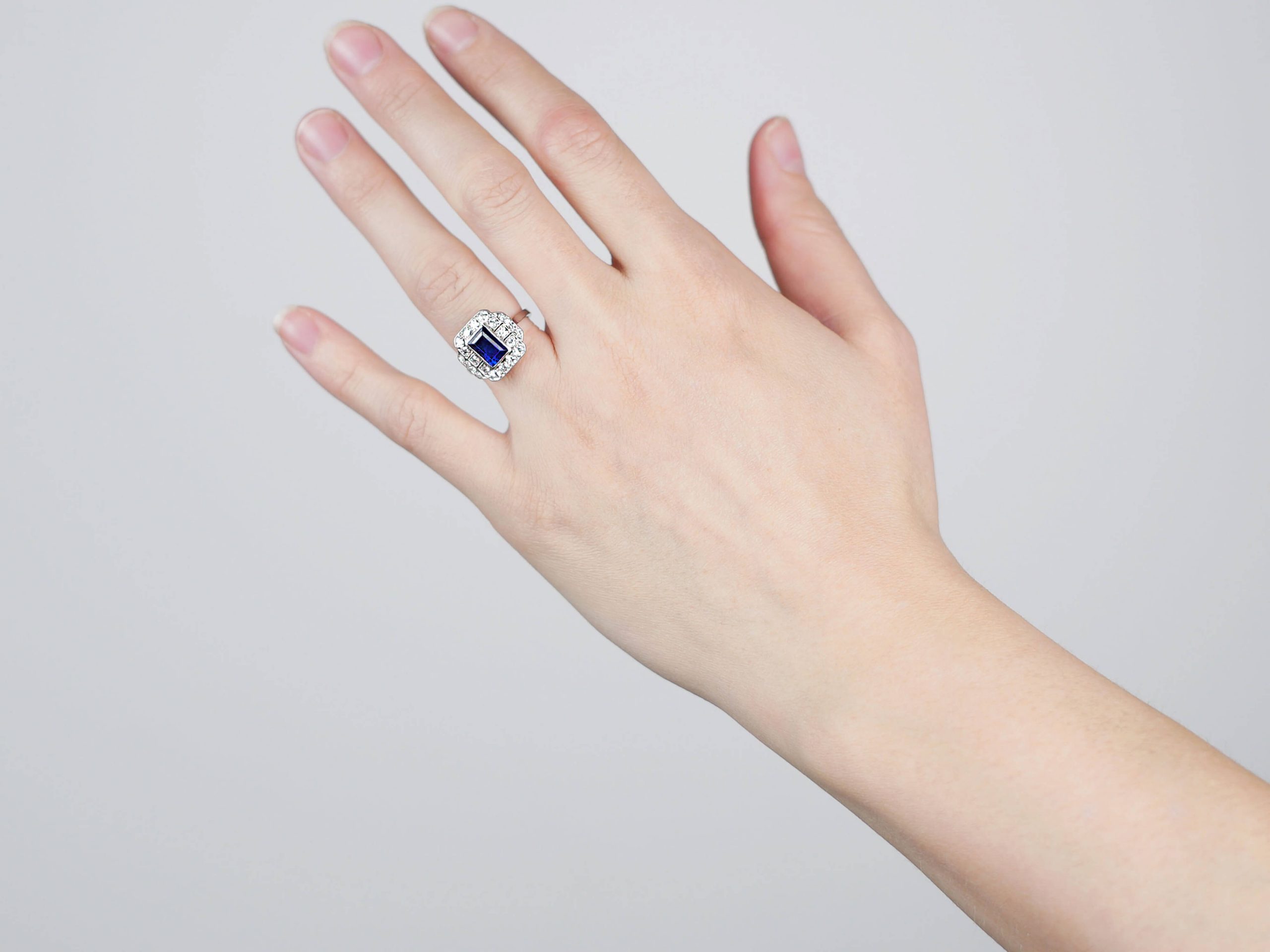 Art Deco Platinum, Sapphire & Diamond Rectangular Ring (852P) | The ...