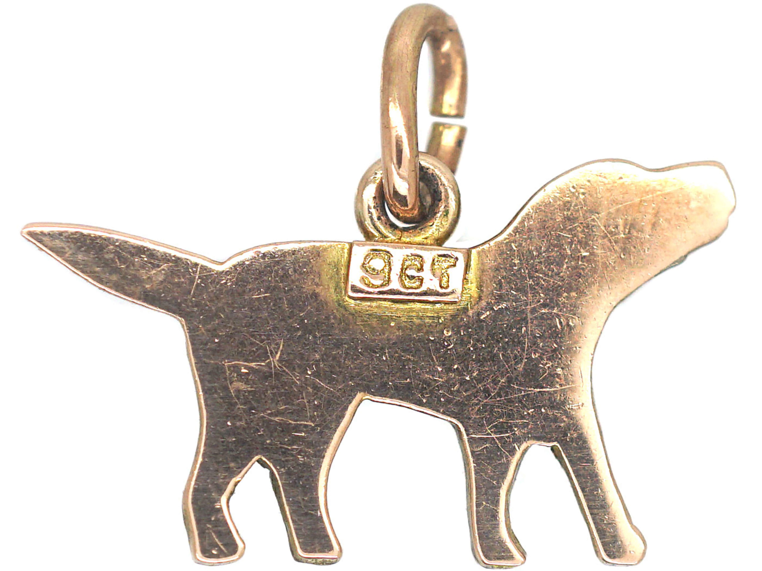 Edwardian 9ct Gold Spaniel Charm (885P) | The Antique Jewellery Company