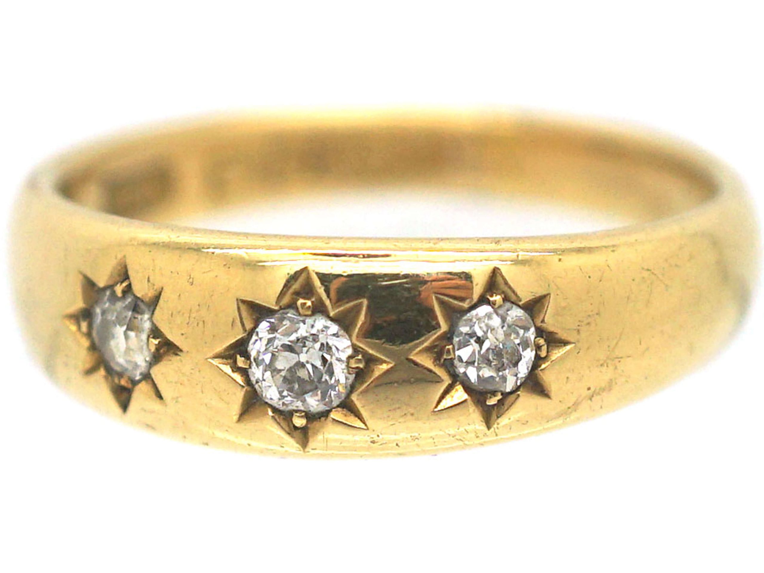 Victorian 18ct Gold, Three Stone Diamond Gypsy Ring (13R) | The Antique ...