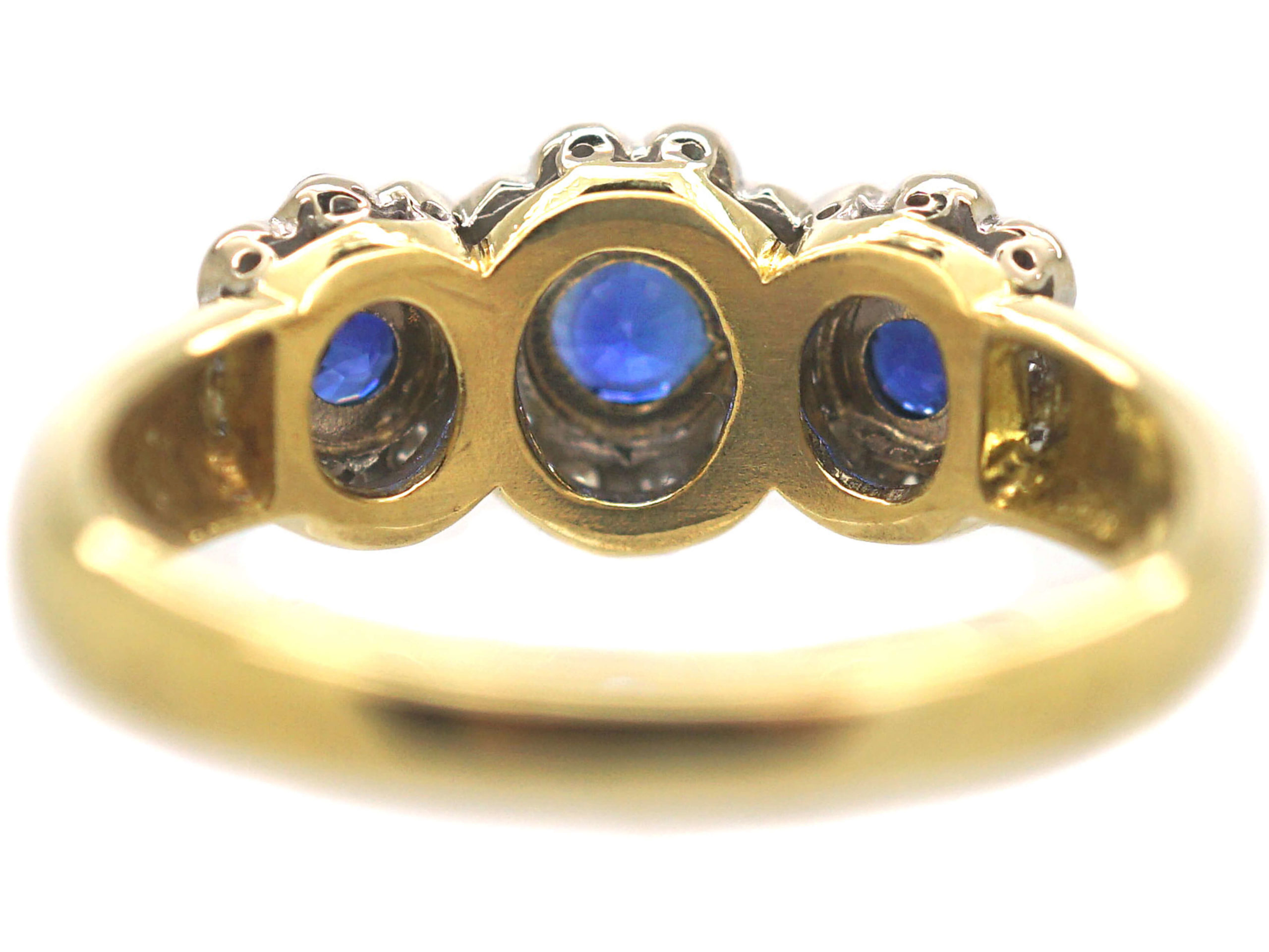 18ct Gold Triple Cluster Ring set with Sapphires & Diamonds by Charles ...