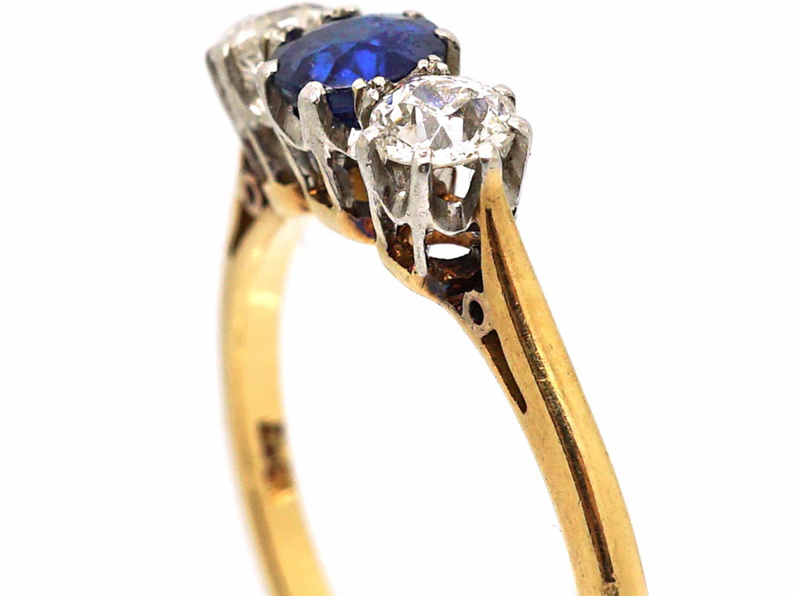 Early 20th Century 18ct Gold & Platinum, Sapphire & Diamond Three Stone ...