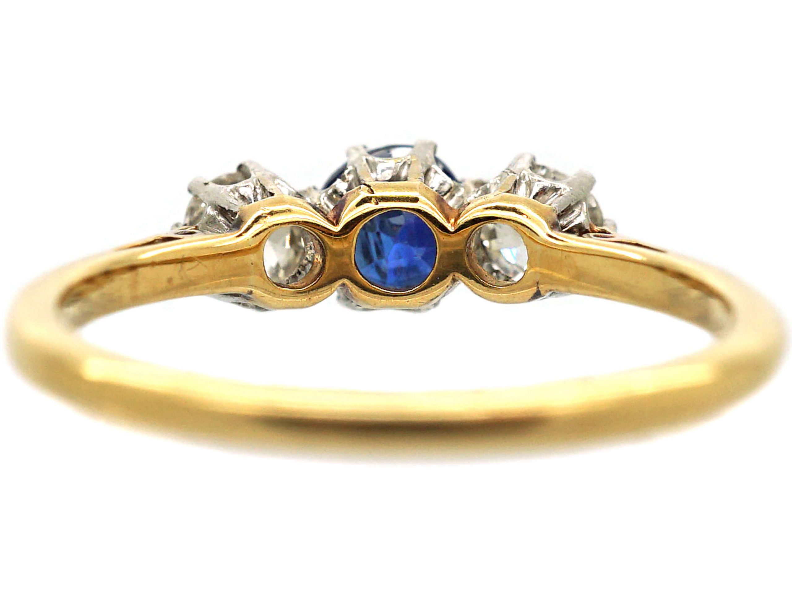 Early 20th Century 18ct Gold & Platinum, Sapphire & Diamond Three Stone ...