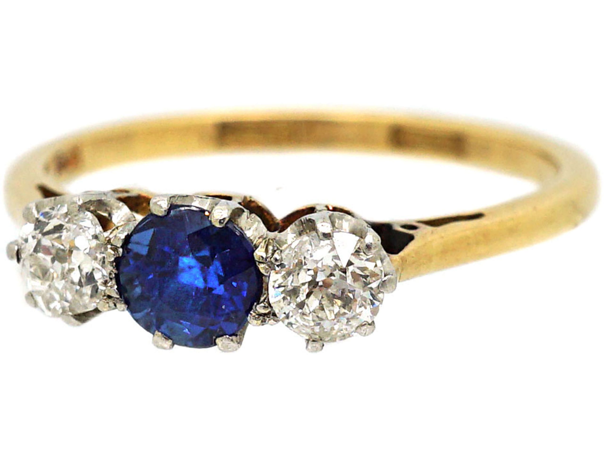 Early 20th Century 18ct Gold & Platinum, Sapphire & Diamond Three Stone ...