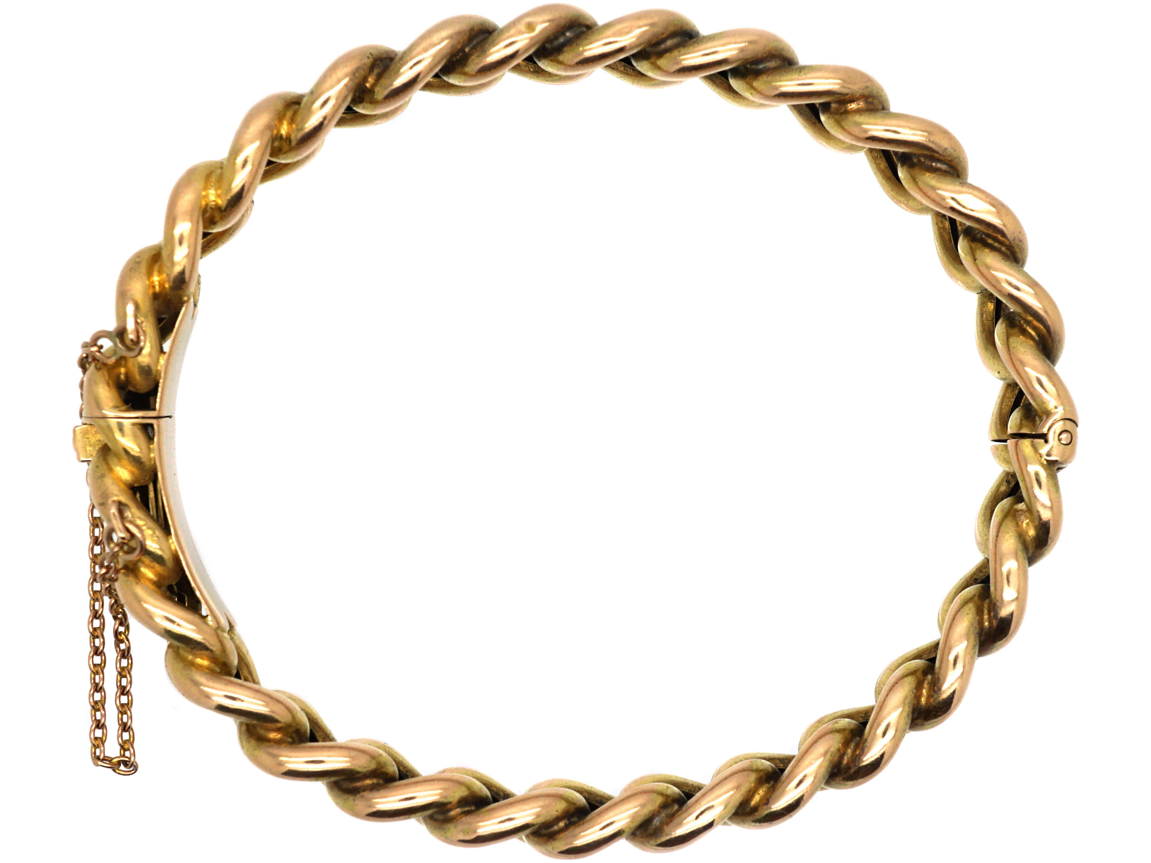 Edwardian 15ct Gold Coiled Curb Link Bangle (62R) | The Antique ...