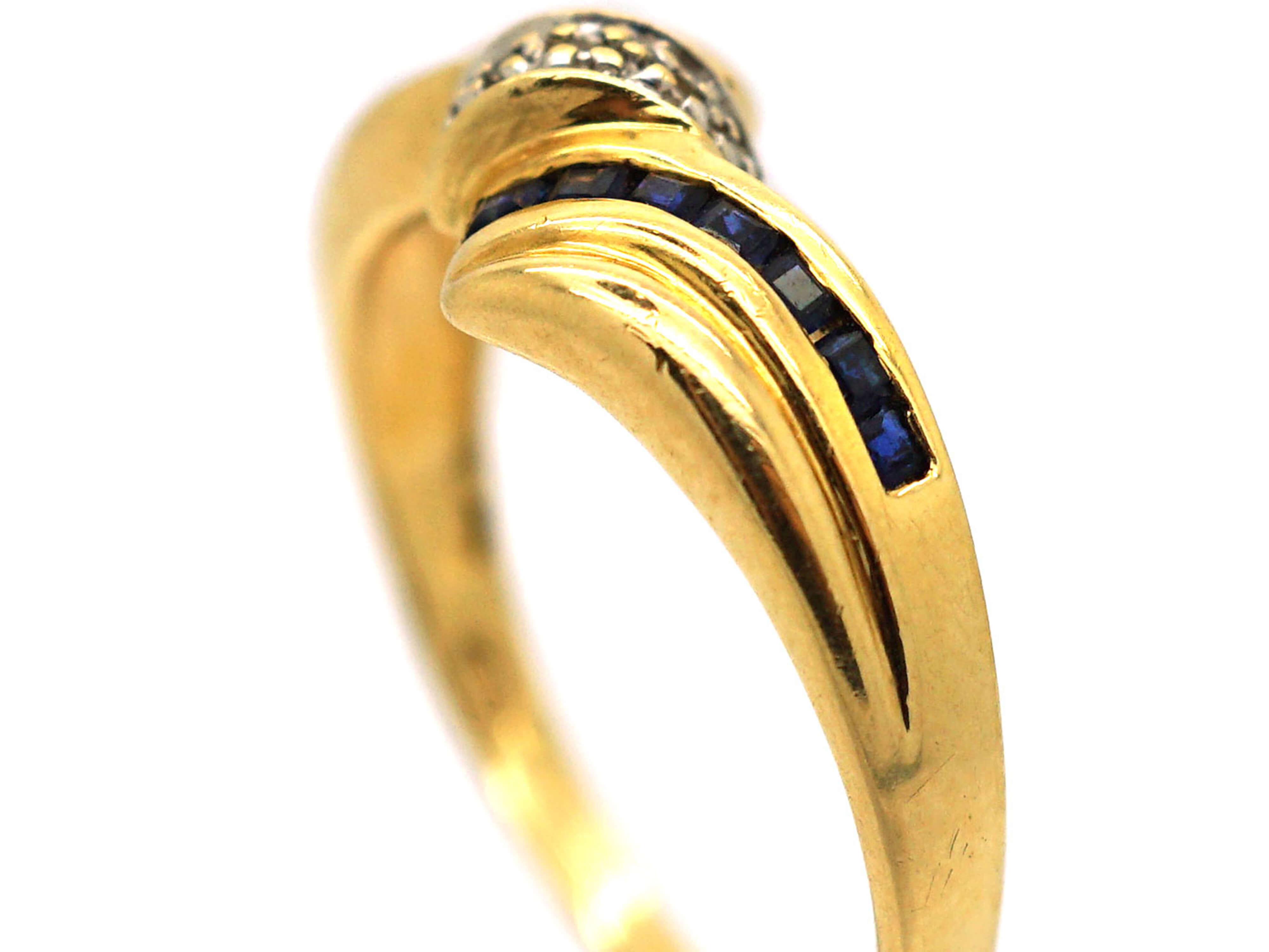 18ct Gold, Sapphire & Diamond Crossover Ring (84R) | The Antique ...