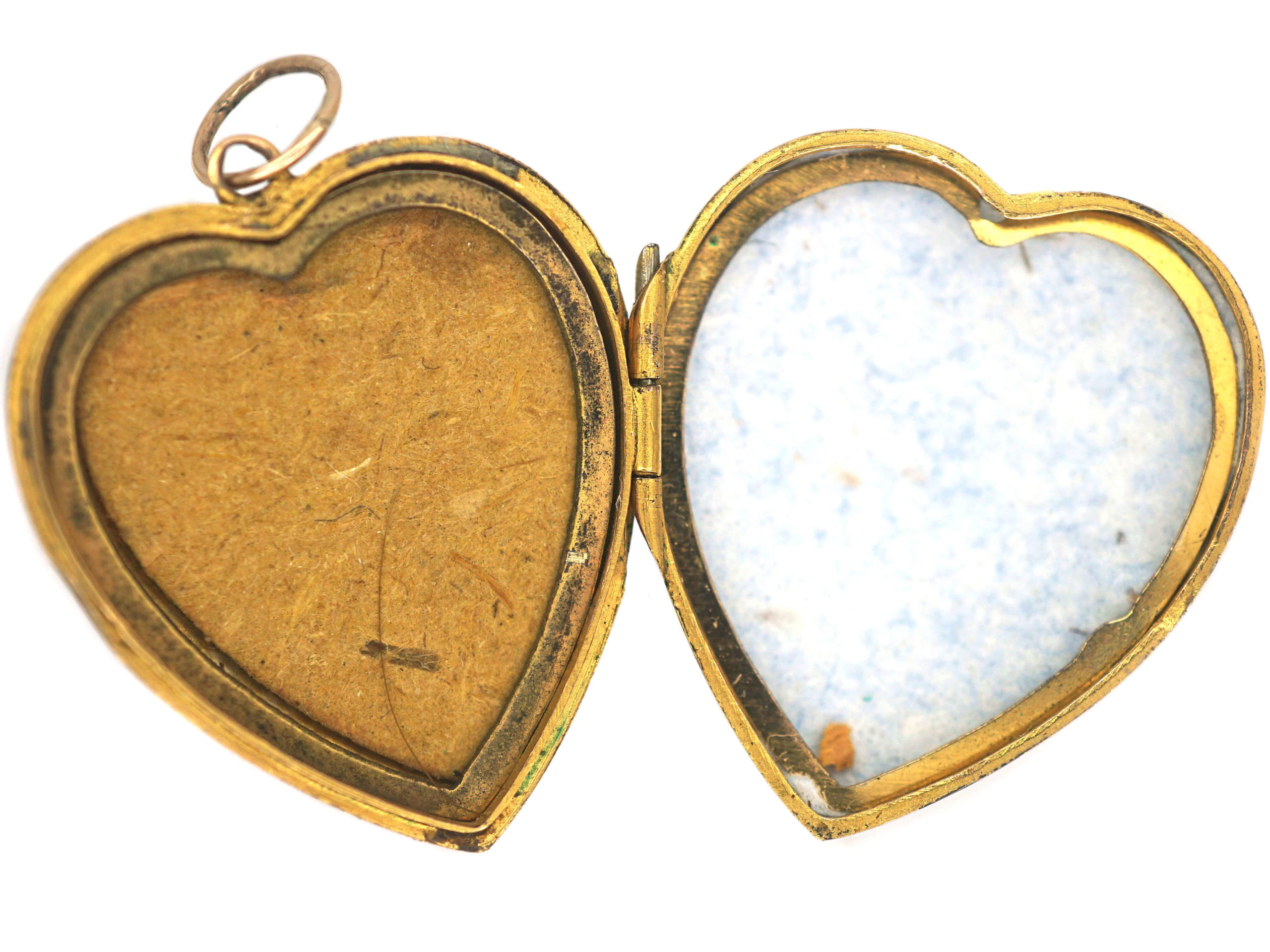 Edwardian 9ct Gold Heart Shaped Locket set with a Garnet & Natural ...