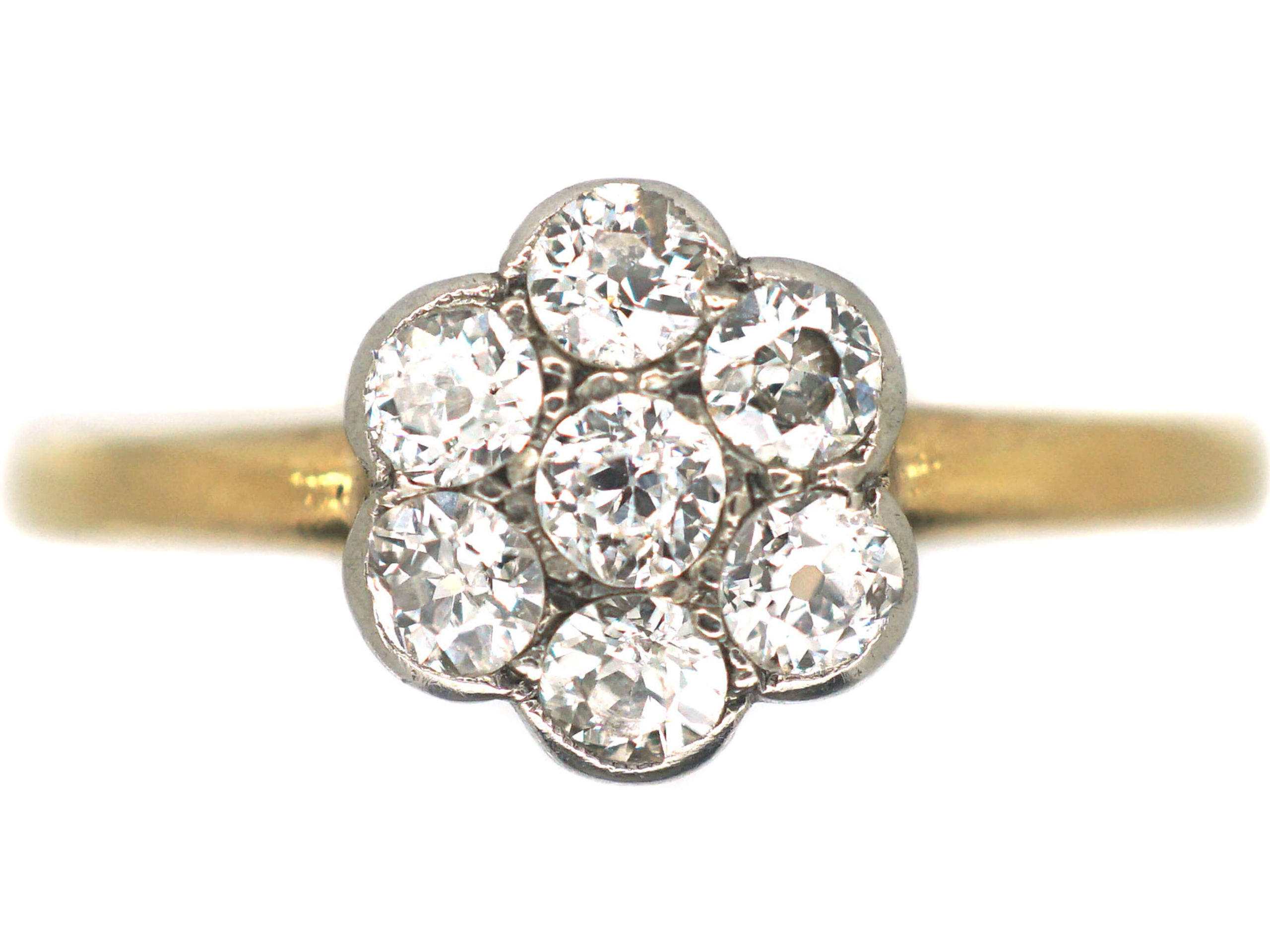 Edwardian 18ct Gold & Platinum Diamond Cluster Ring (926P) | The ...