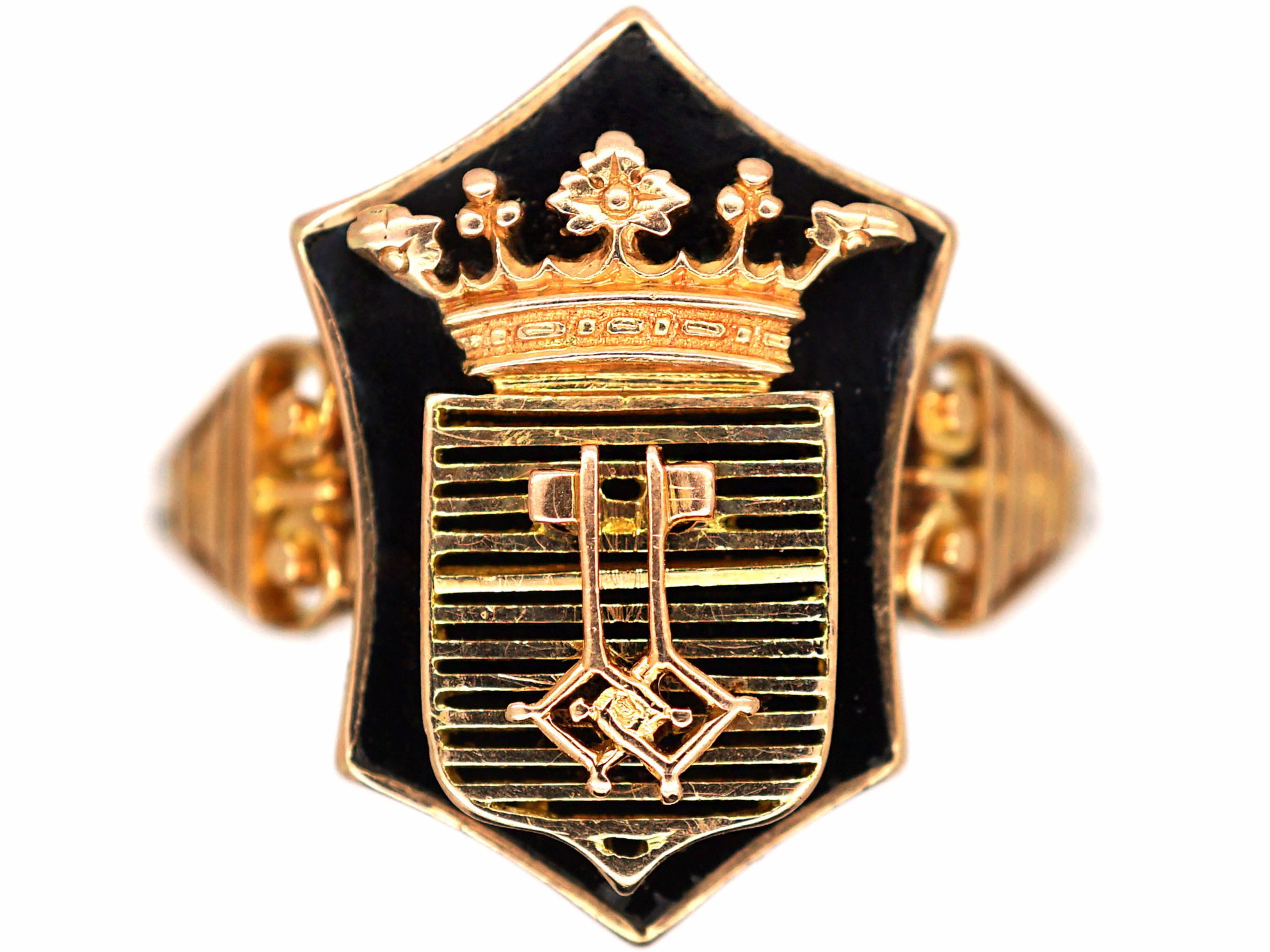 19th Century 18ct Gold & Onyx Ring with Coronet & Two Keys (124R) | The ...