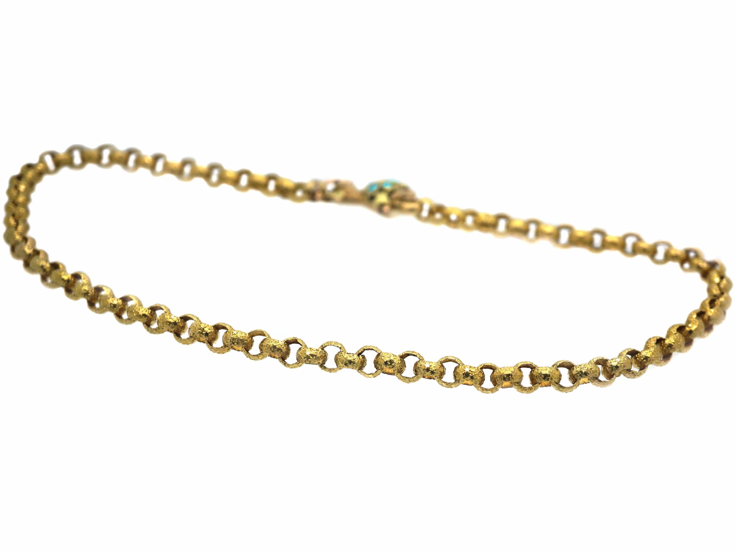 Georgian 18ct Gold Chain with Three Colour Gold Hand Clasp set with ...