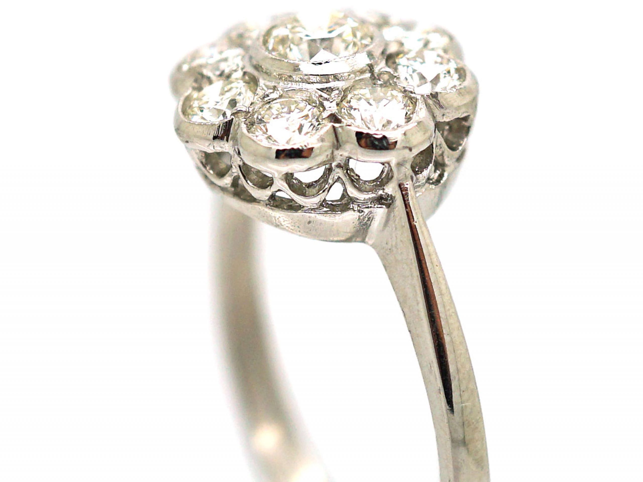 Platinum & Diamond Daisy Cluster Ring (131R) | The Antique Jewellery ...