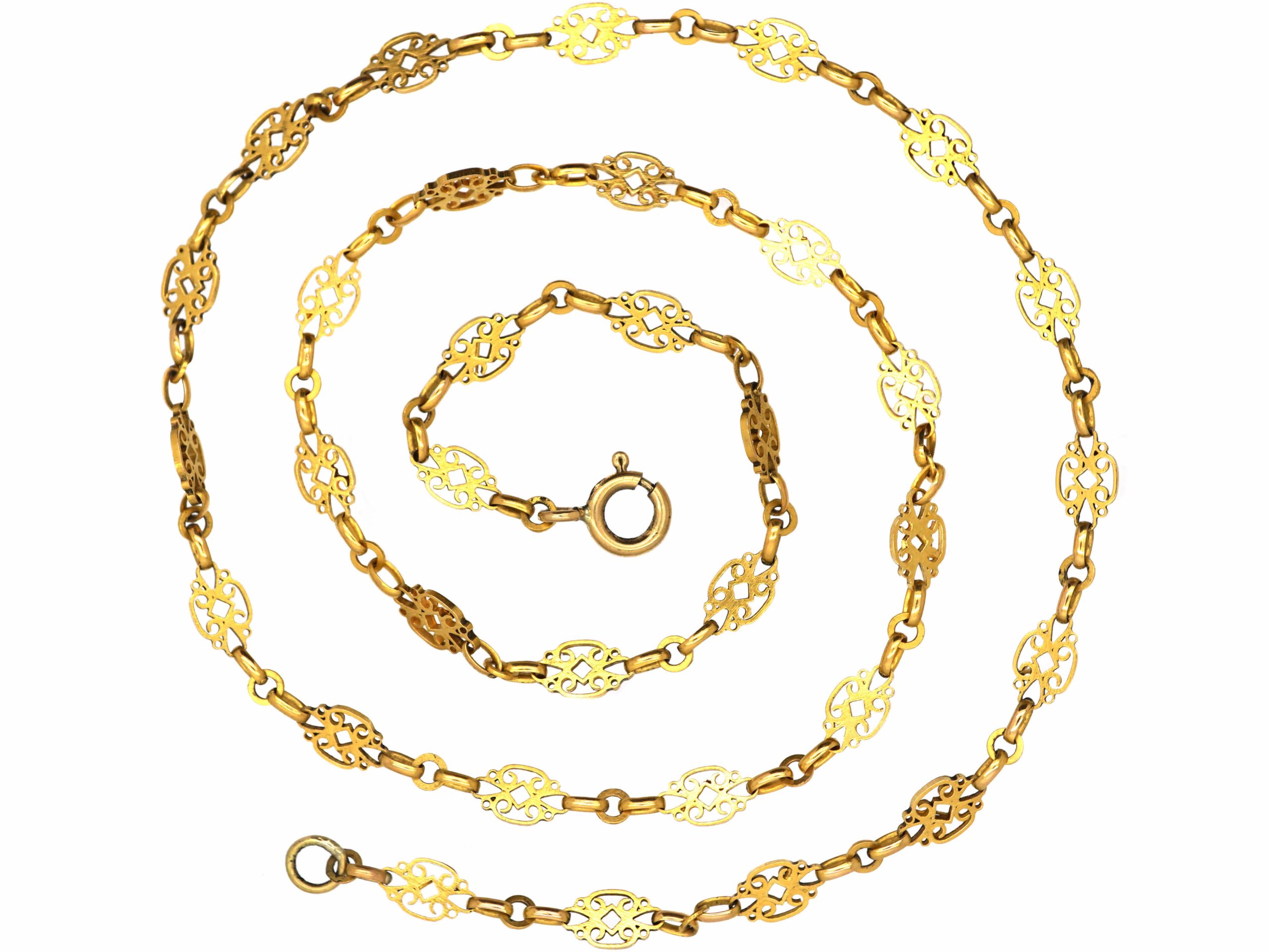 French 18ct Gold Chain with Pierced Decorative Links (107R) | The ...