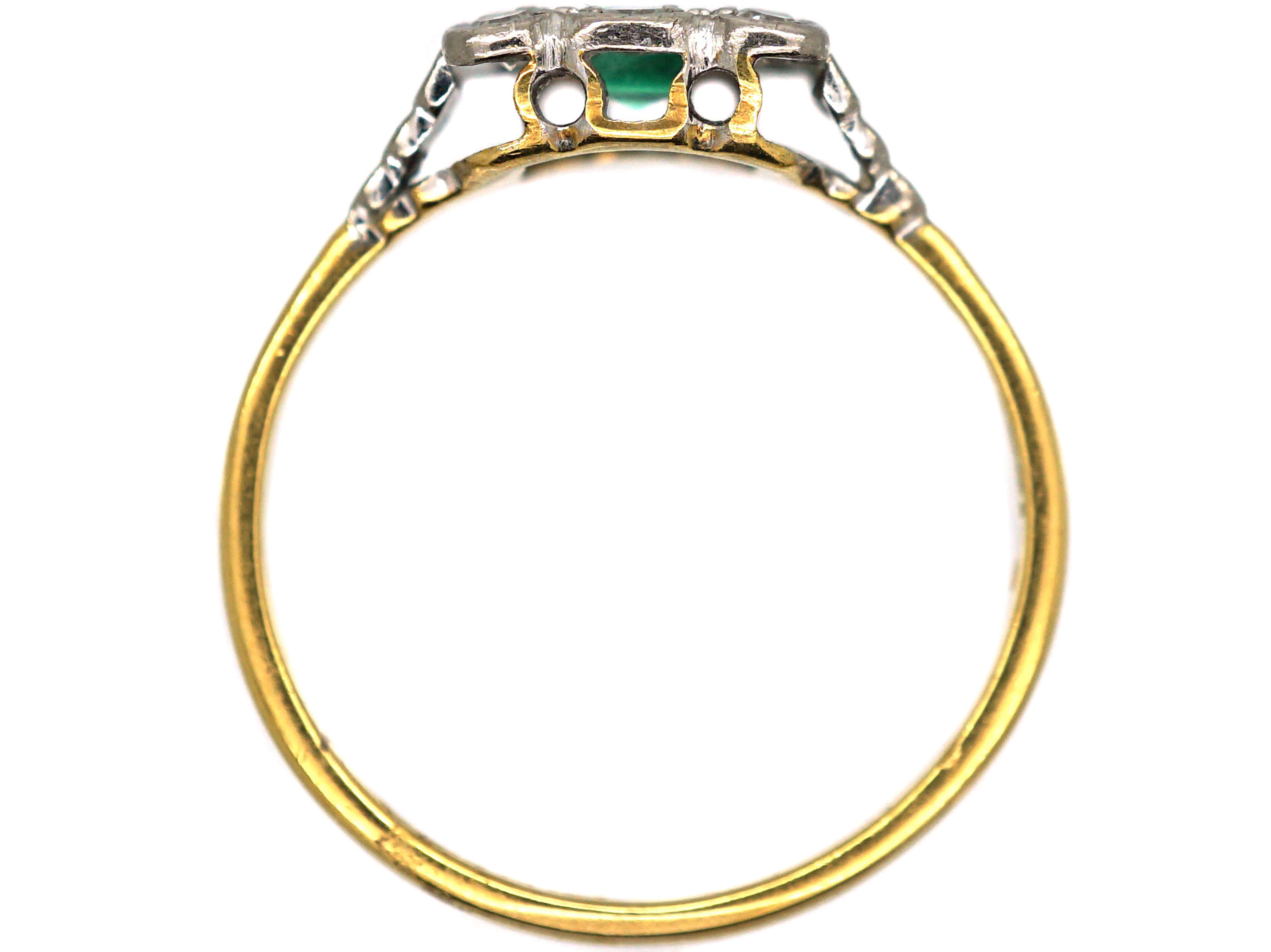 Art Deco 18ct & Platinum, Emerald & Diamond Square Shaped Ring (103R ...