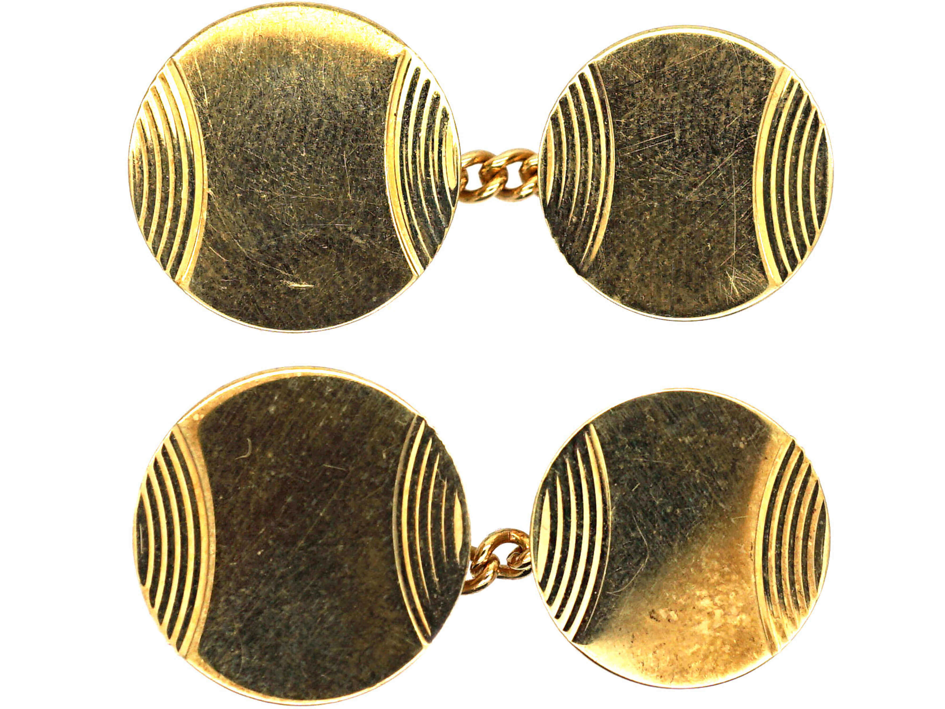 Art Deco 9ct Gold Round Cufflinks with Half Moon Design (82R) | The ...