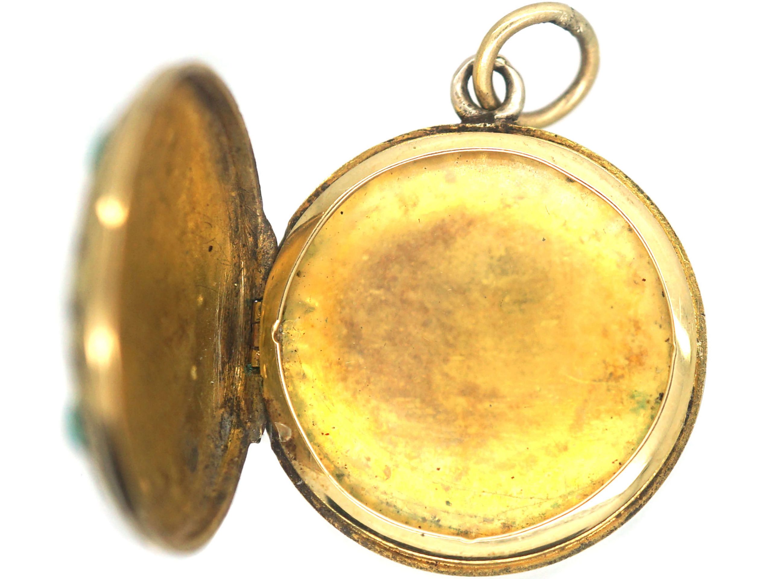Georgian 15ct Two Colour Gold Round Locket set with Turquoise (322R ...