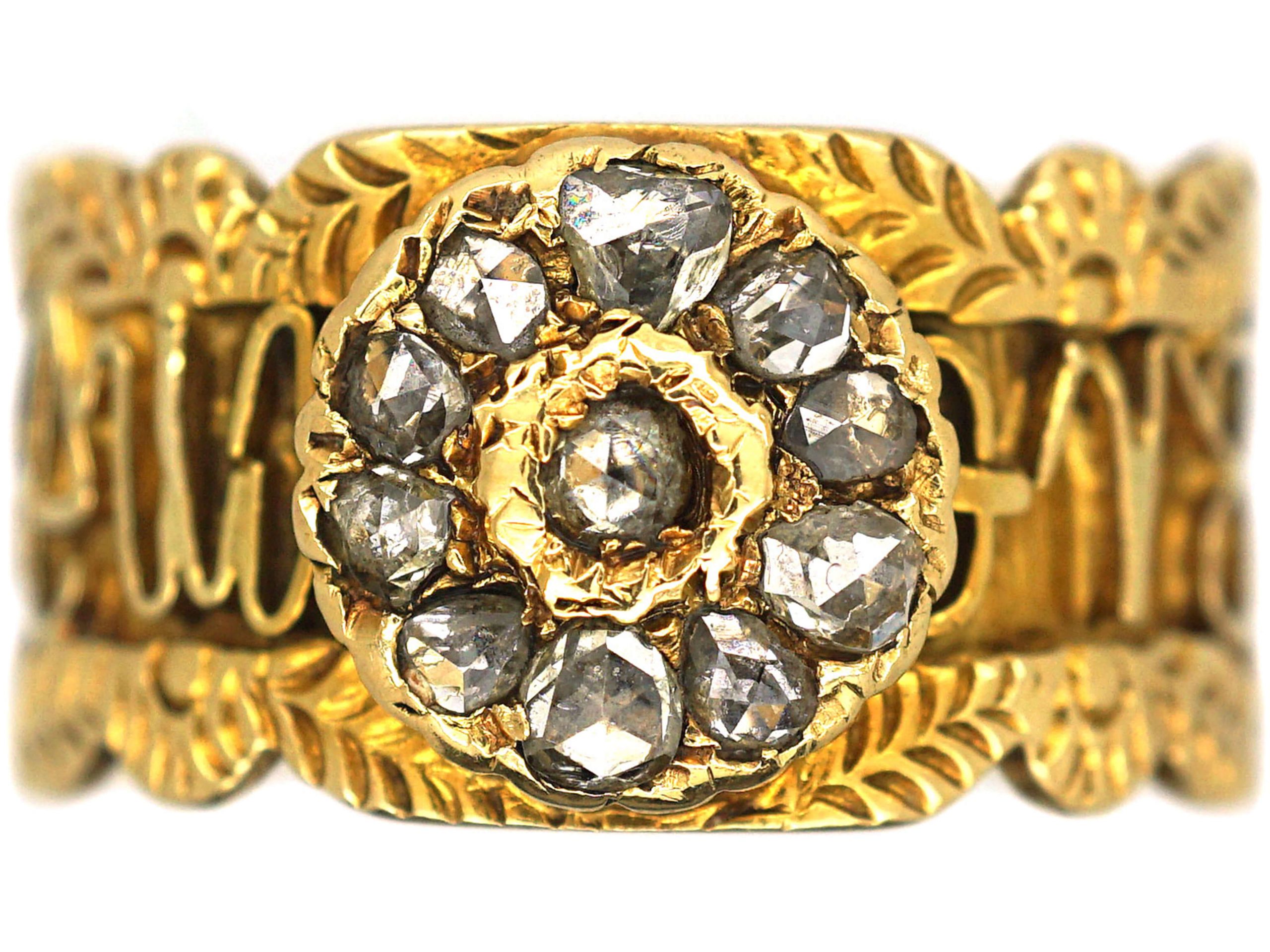 19th Century 18ct Gold Zodiac & 1811 Comet Ring set with Rose Diamonds ...