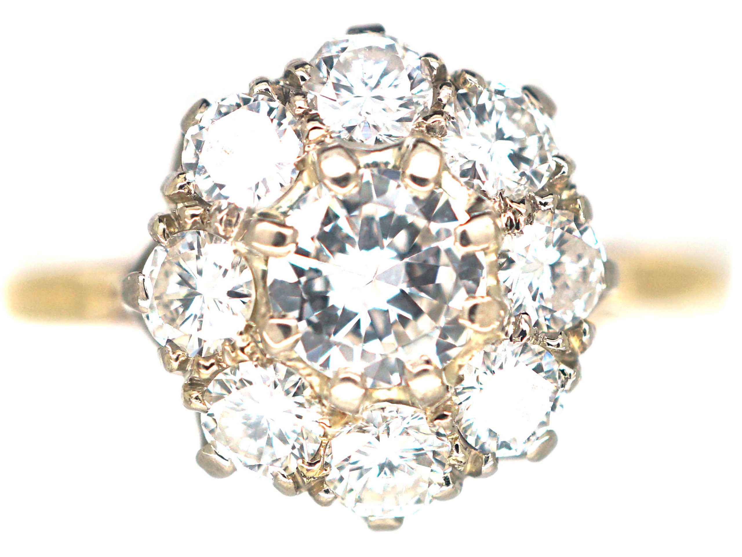 18ct Gold, Diamond Cluster Ring (369R) | The Antique Jewellery Company