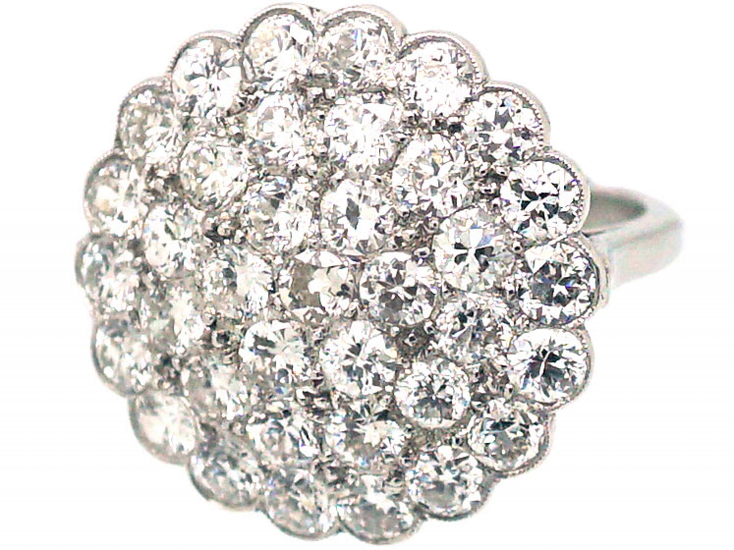 18ct White Gold Large Diamond Cluster Ring (247R) | The Antique ...