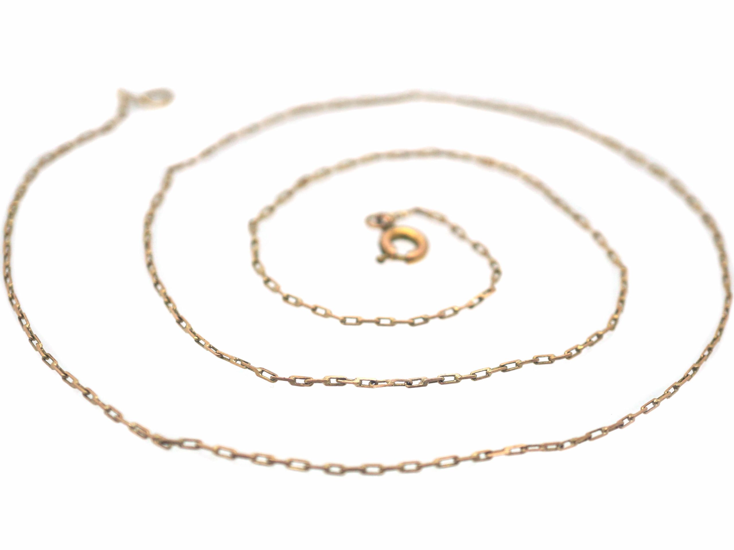 Edwardian 9ct Gold Narrow Box Link Chain (36R) | The Antique Jewellery ...