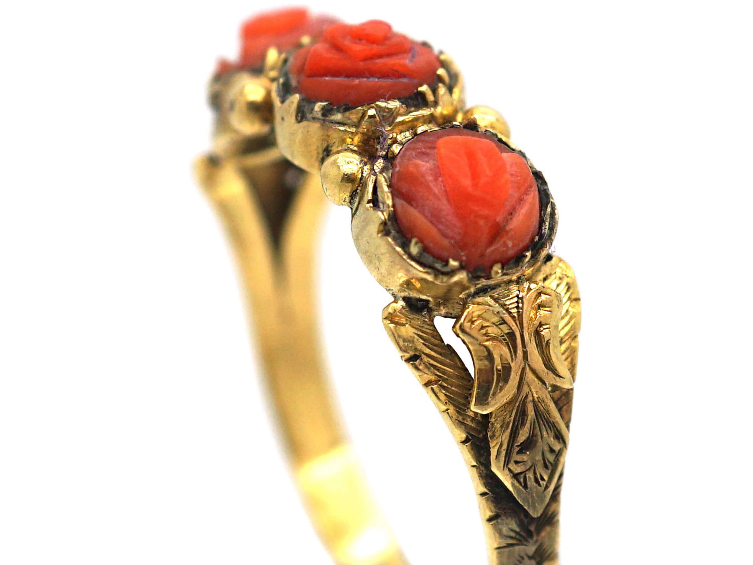 Georgian 15ct Gold & Carved Coral Ring (233R) | The Antique Jewellery ...