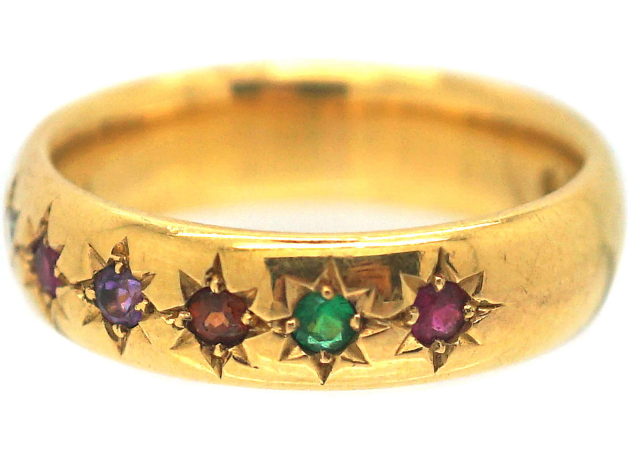 Edwardian 22ct Gold Acrostic Ring set with Gemstones that Spell Regard ...