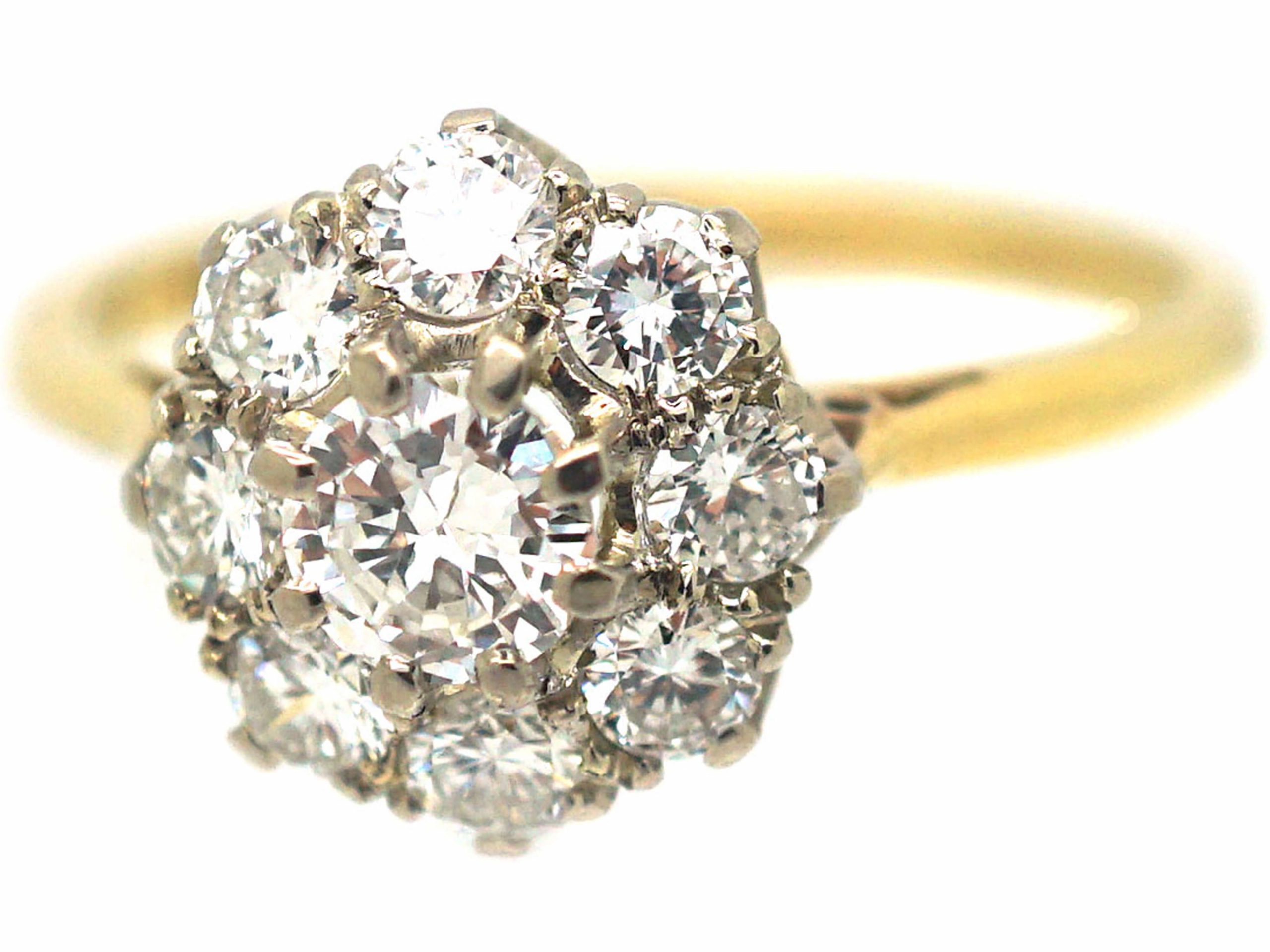 18ct Gold, Diamond Cluster Ring (369R) | The Antique Jewellery Company