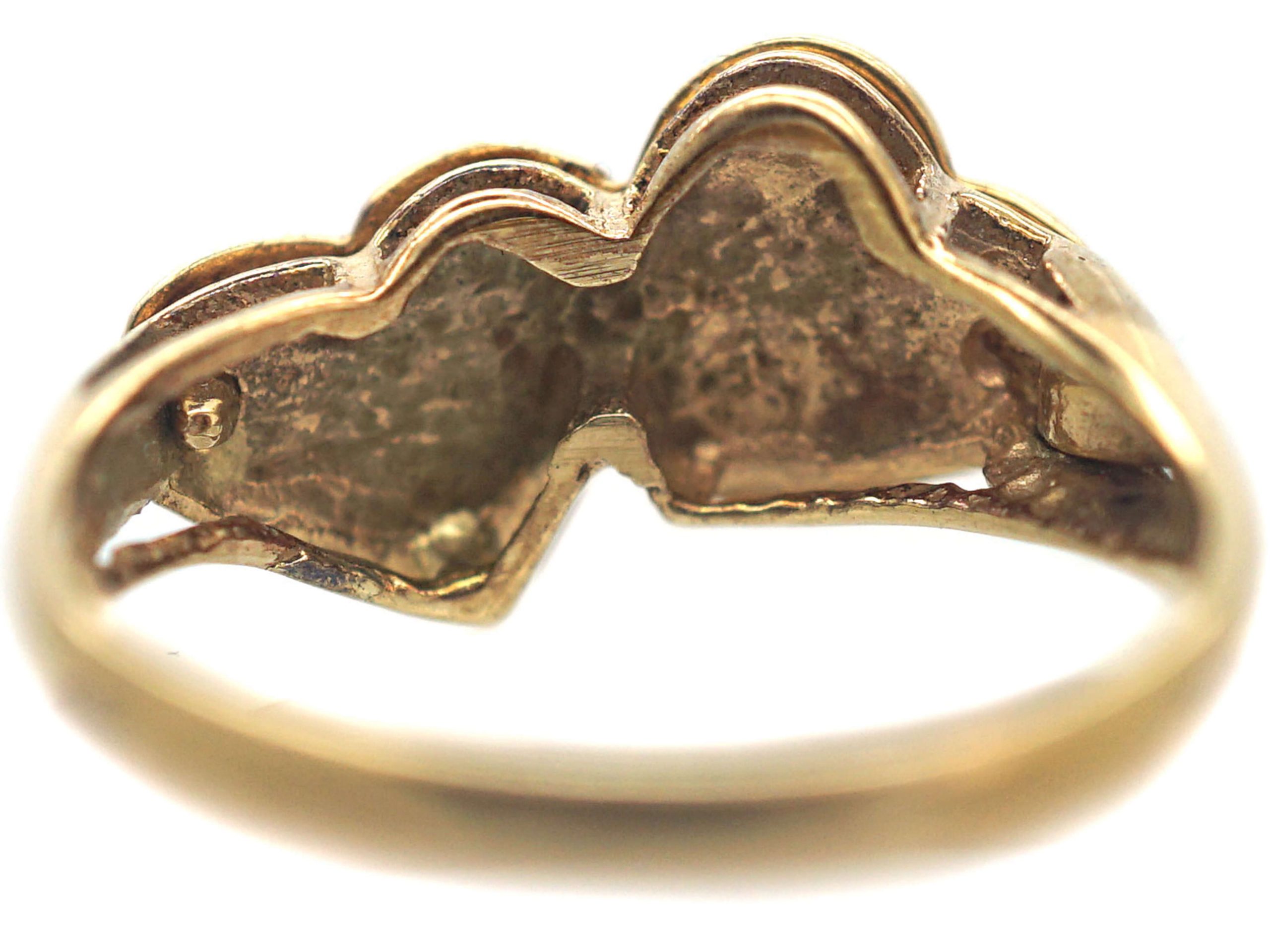 9ct Gold Double Heart Ring that Opens (342R) | The Antique Jewellery ...