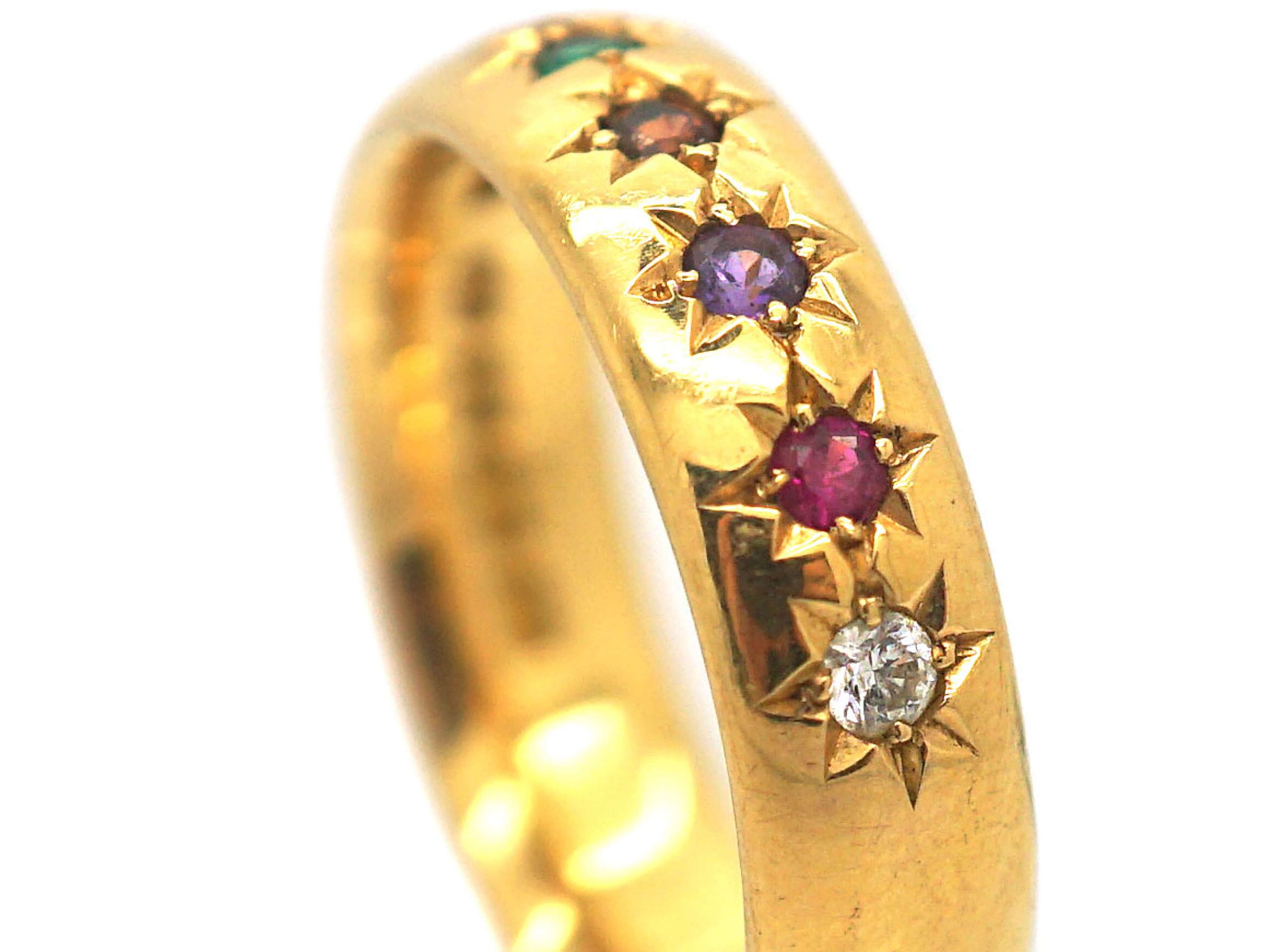Edwardian 22ct Gold Acrostic Ring set with Gemstones that Spell Regard ...