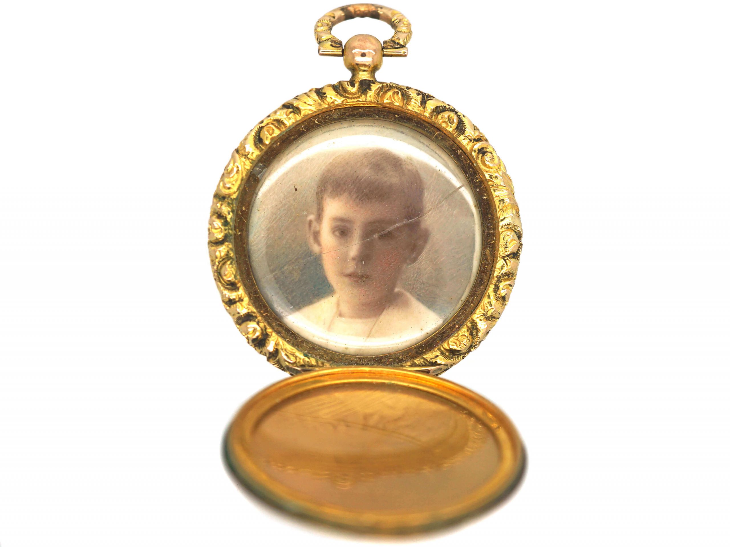 Georgian 15ct Gold Round Locket with Garter Motif (323R) | The Antique ...