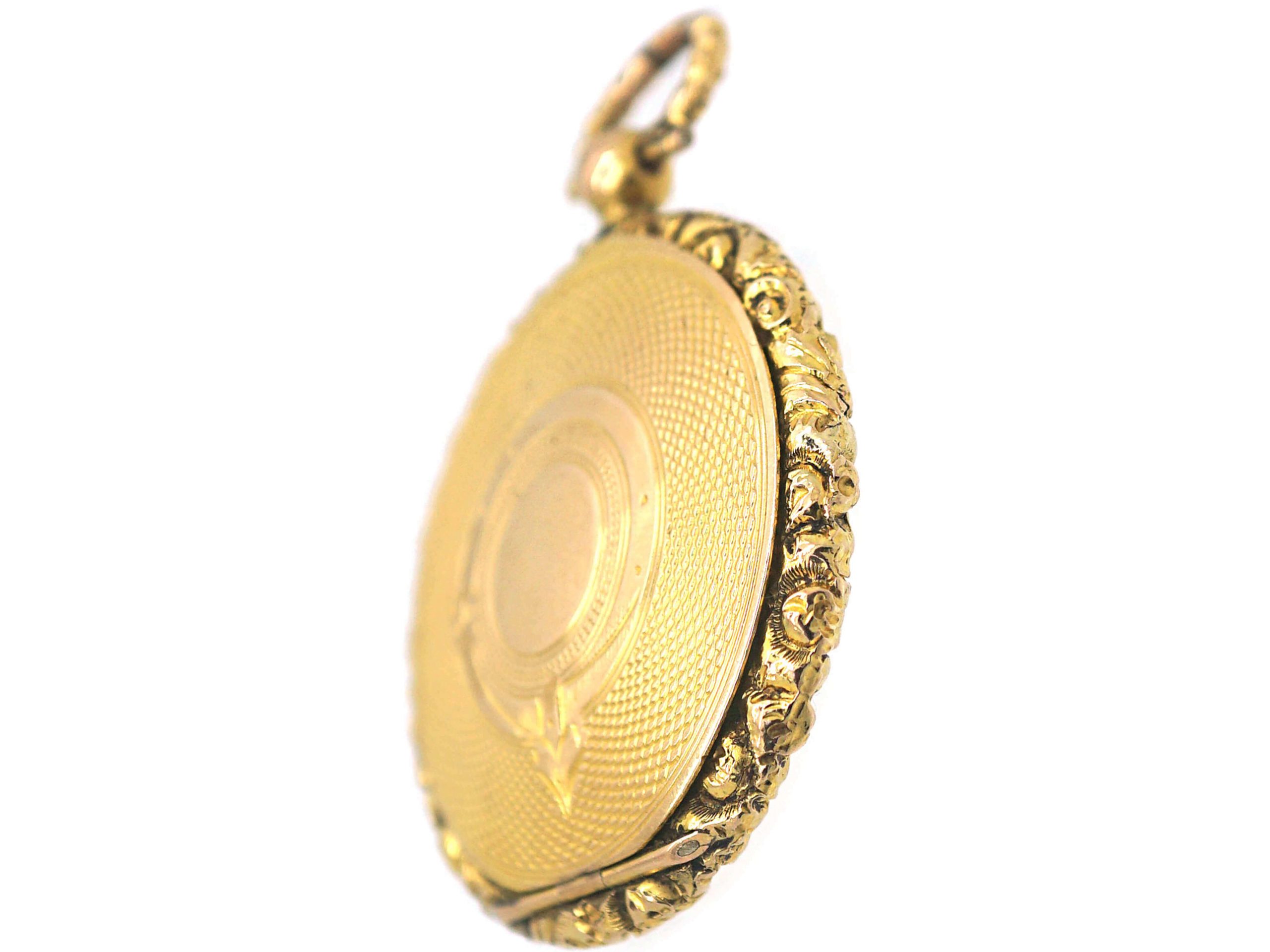 Georgian 15ct Gold Round Locket with Garter Motif (323R) | The Antique ...