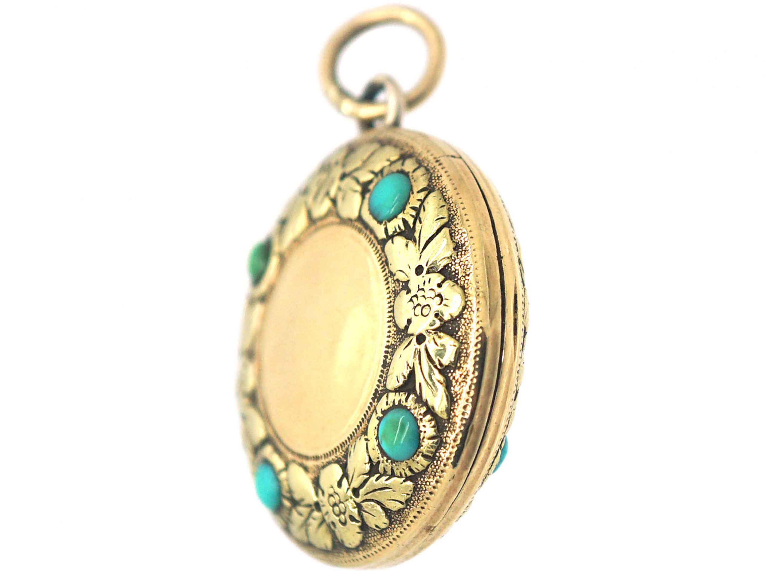 Georgian 15ct Two Colour Gold Round Locket set with Turquoise (322R ...