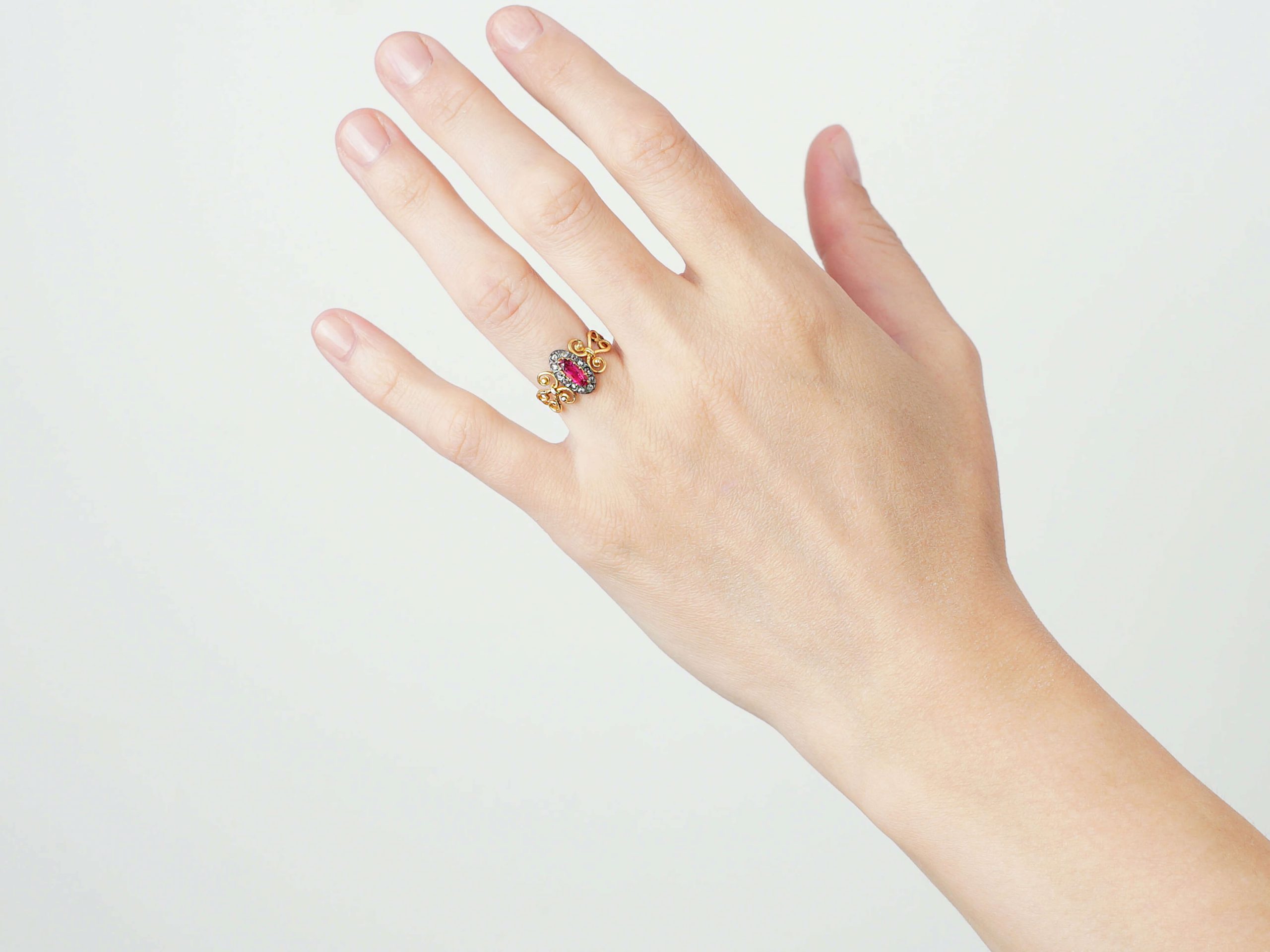 Victorian 18ct Gold, Ruby & Rose Diamond Ring (268R) | The Antique ...
