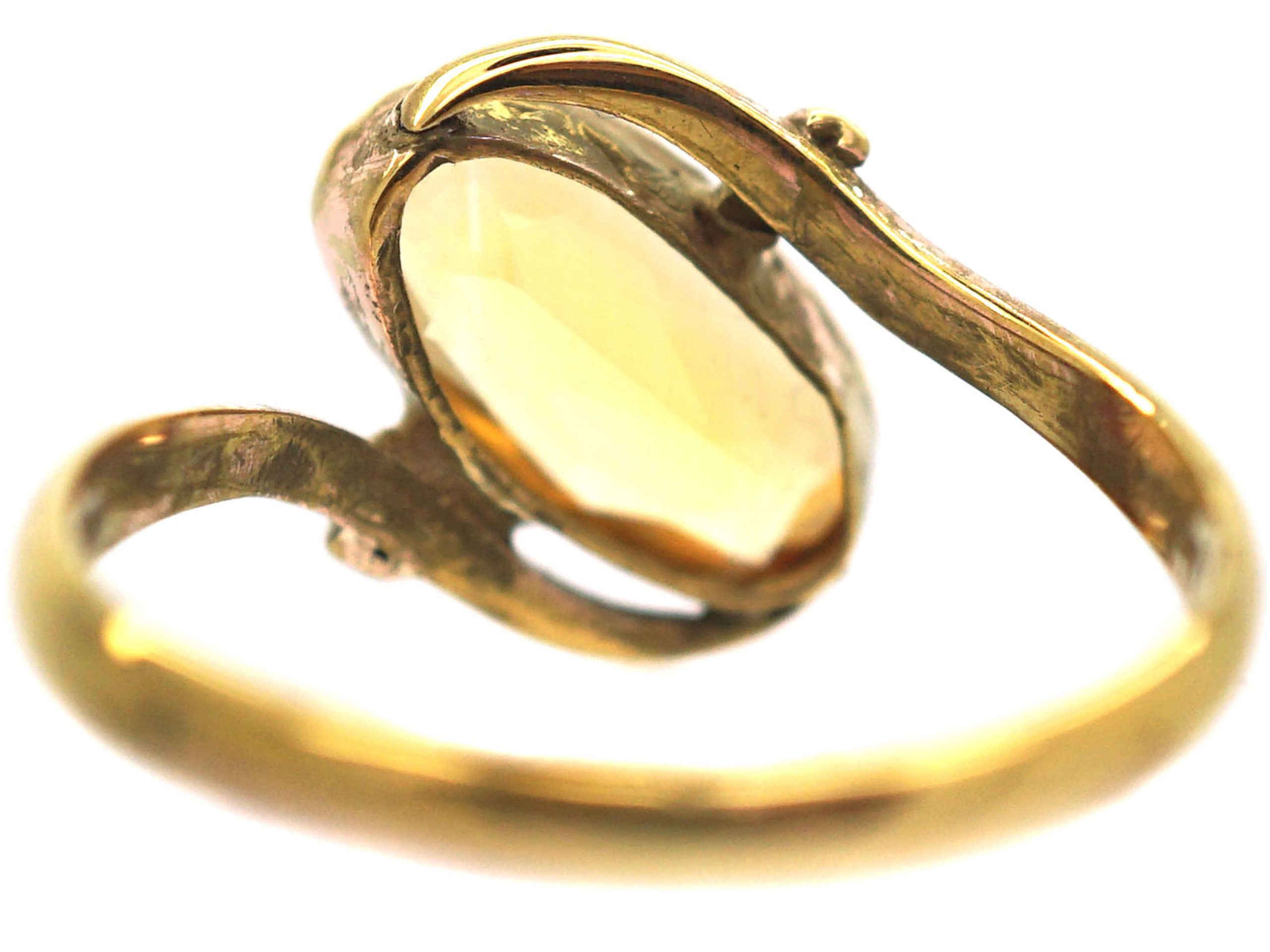Art Nouveau 9ct Gold Citrine Twist Ring (373/O) | The Antique Jewellery ...