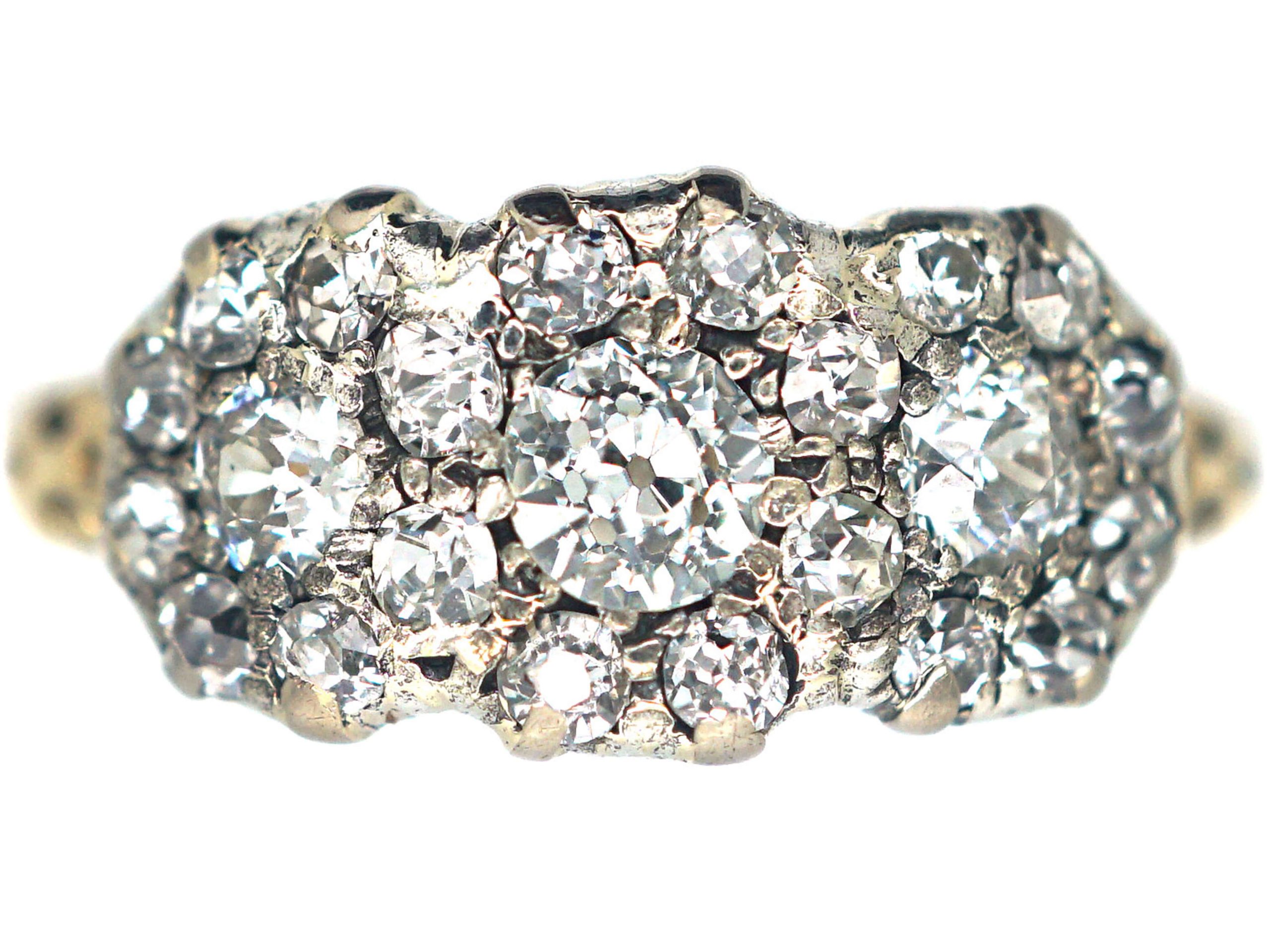 Victorian 18ct Gold & Diamond Triple Cluster Ring (472R) | The Antique ...