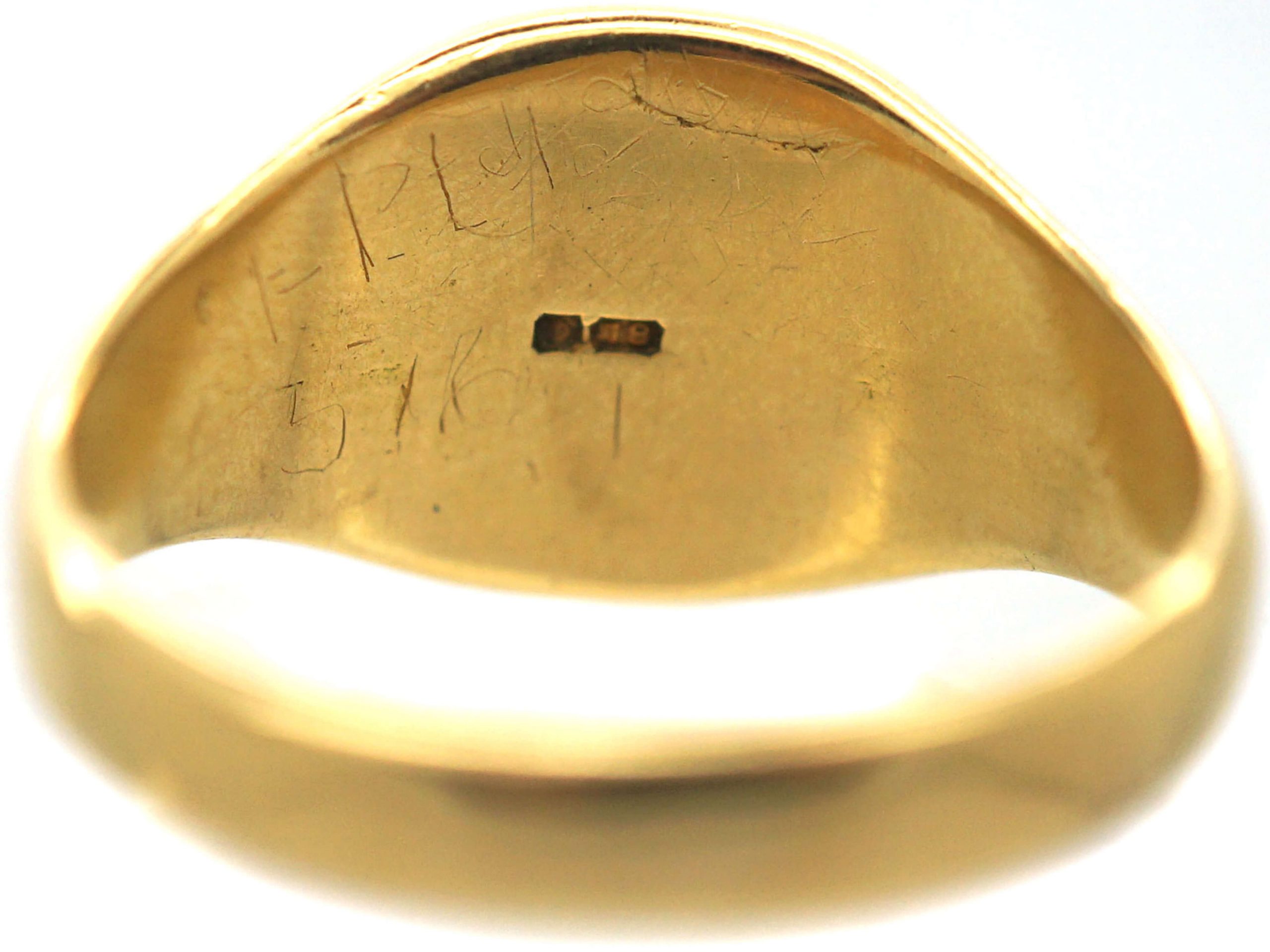 Edwardian 18ct Gold Ring with a Heraldic Crest of a Pelican and a Crown ...