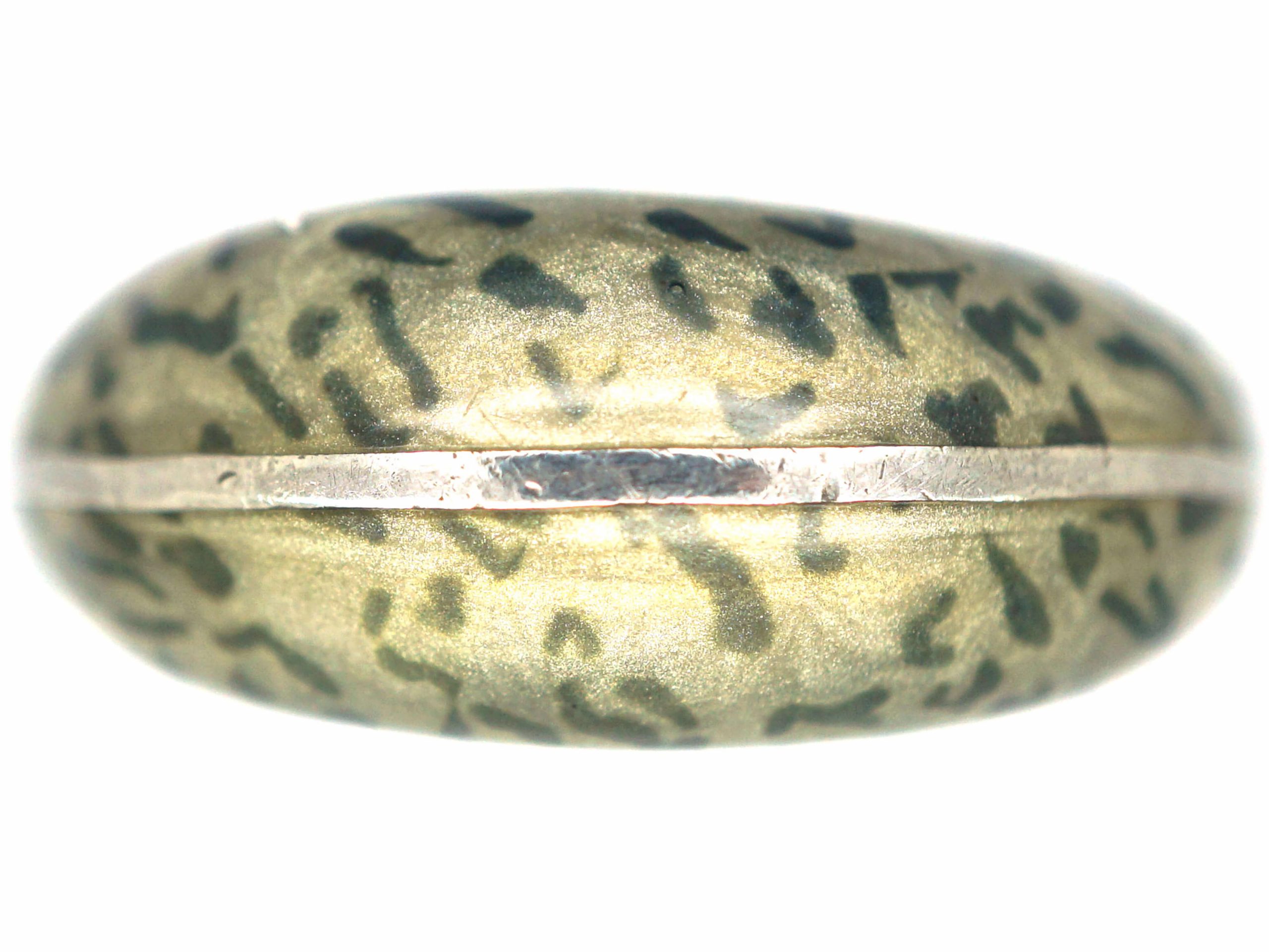 Silver & Leopard Print Enamel Ring (259Z) | The Antique Jewellery Company