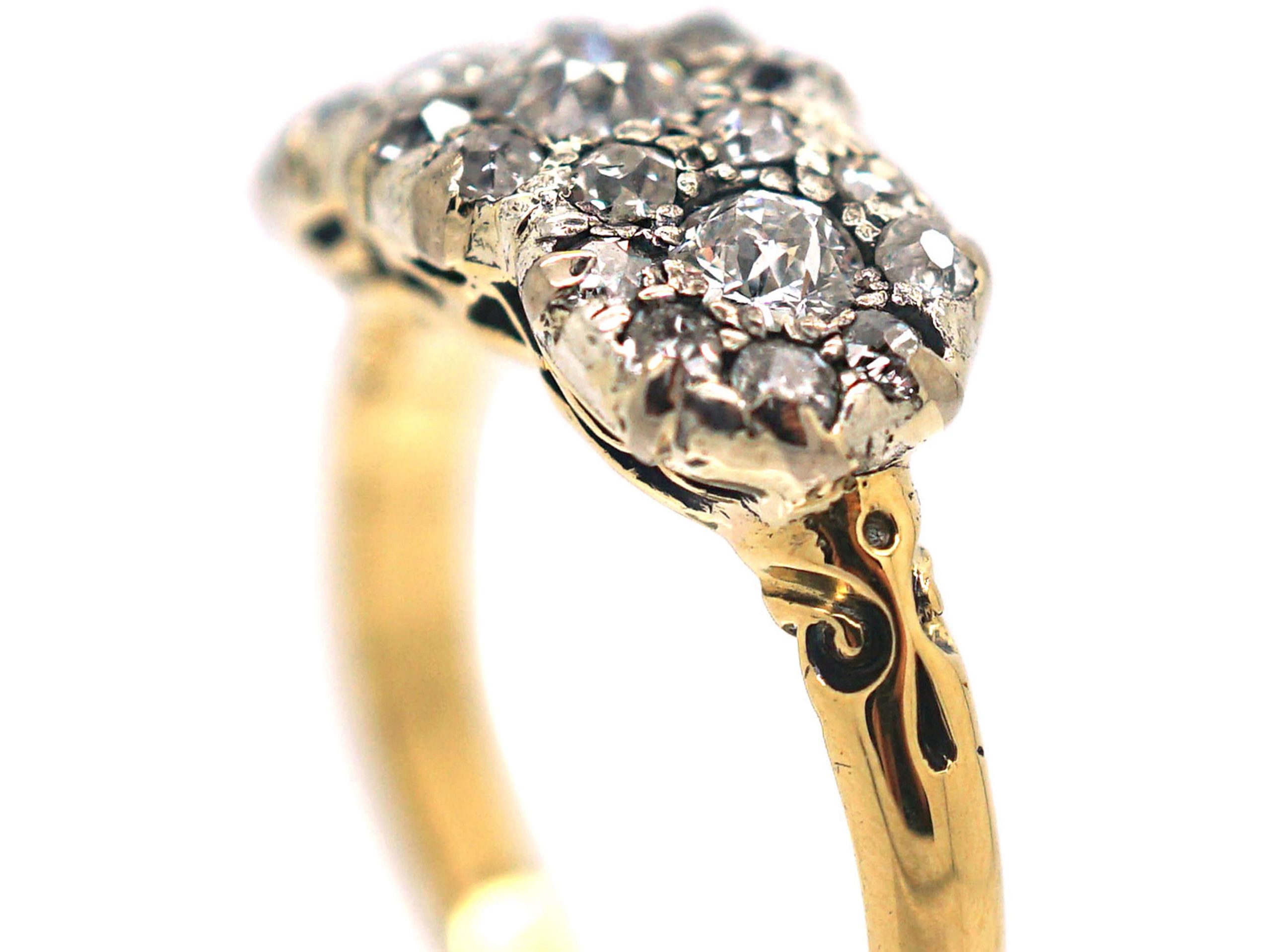Victorian 18ct Gold & Diamond Triple Cluster Ring (472R) | The Antique ...