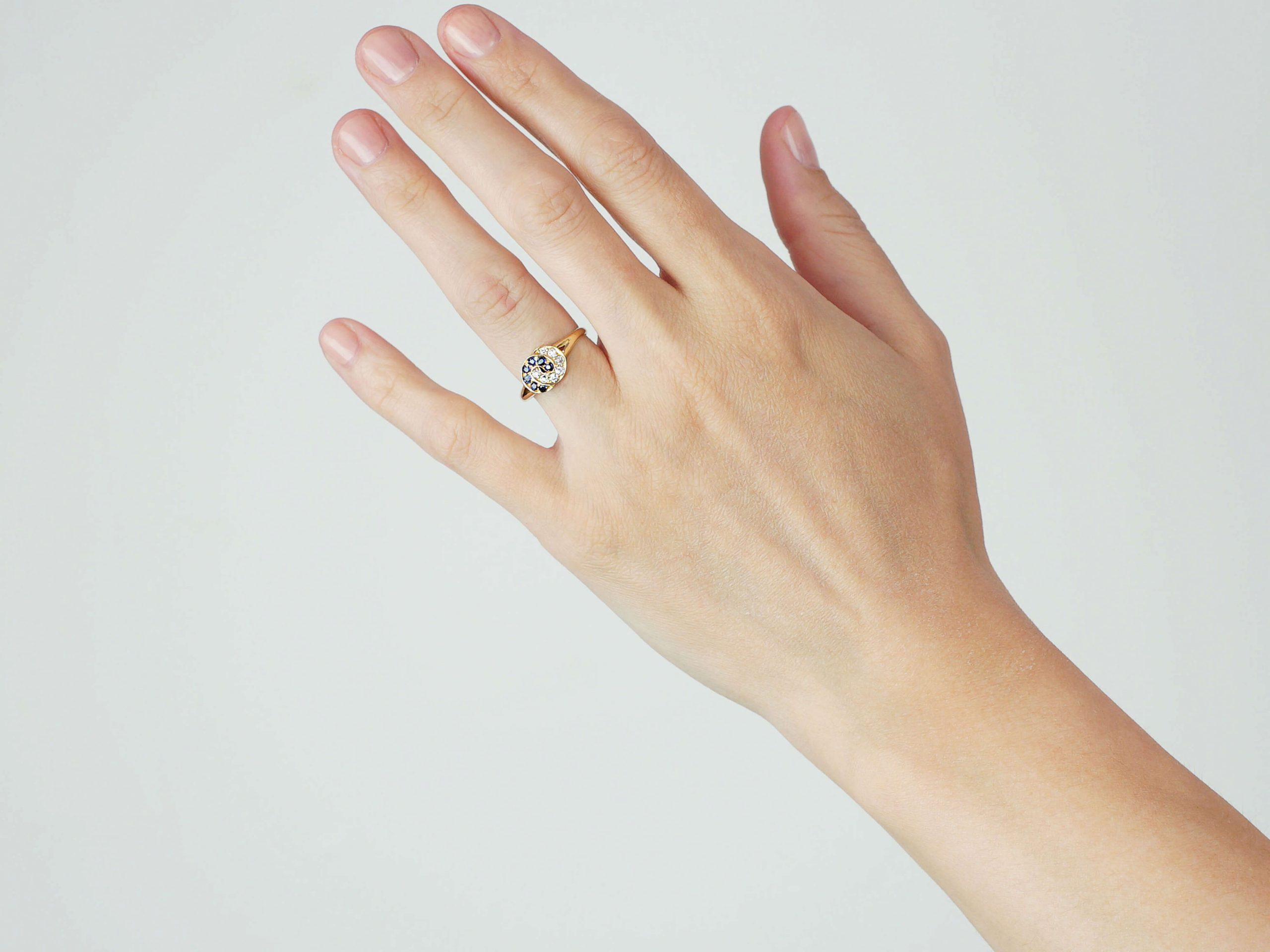 Edwardian 18ct Gold, Interlocking Circles Ring set with Sapphires ...