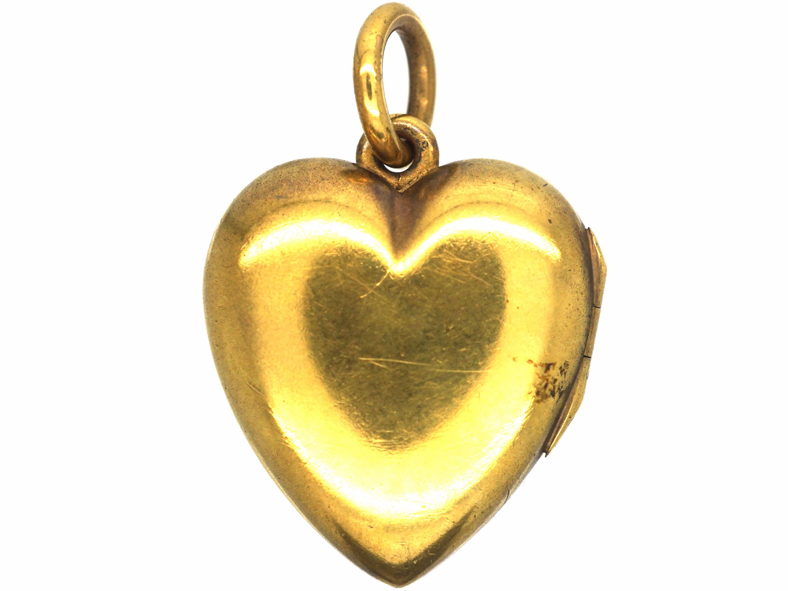 Edwardian 15ct Gold Heart Shaped Locket set with Natural Split Pearls ...